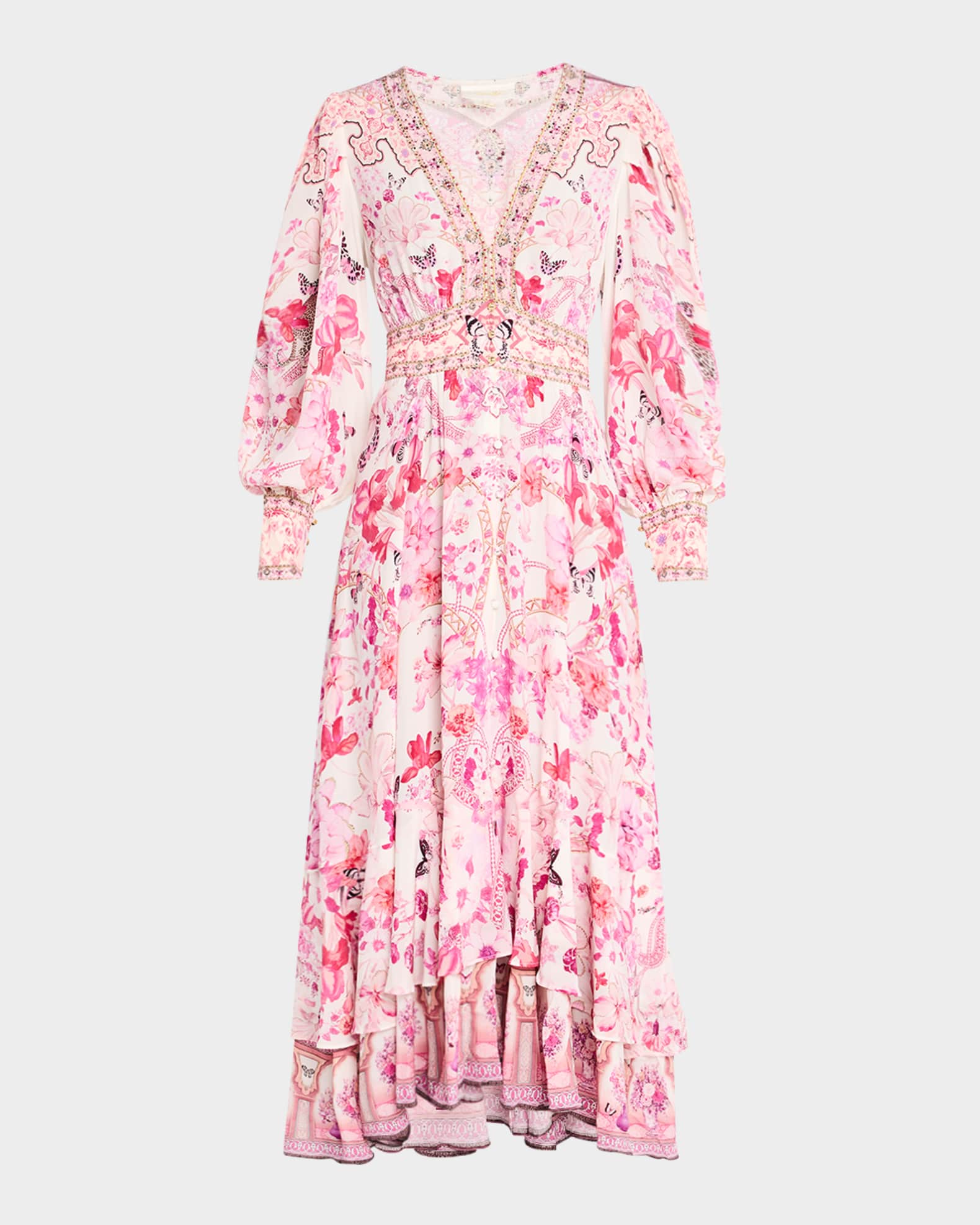 Camilla Botanical Novella Button-Front Maxi Dress | Neiman Marcus