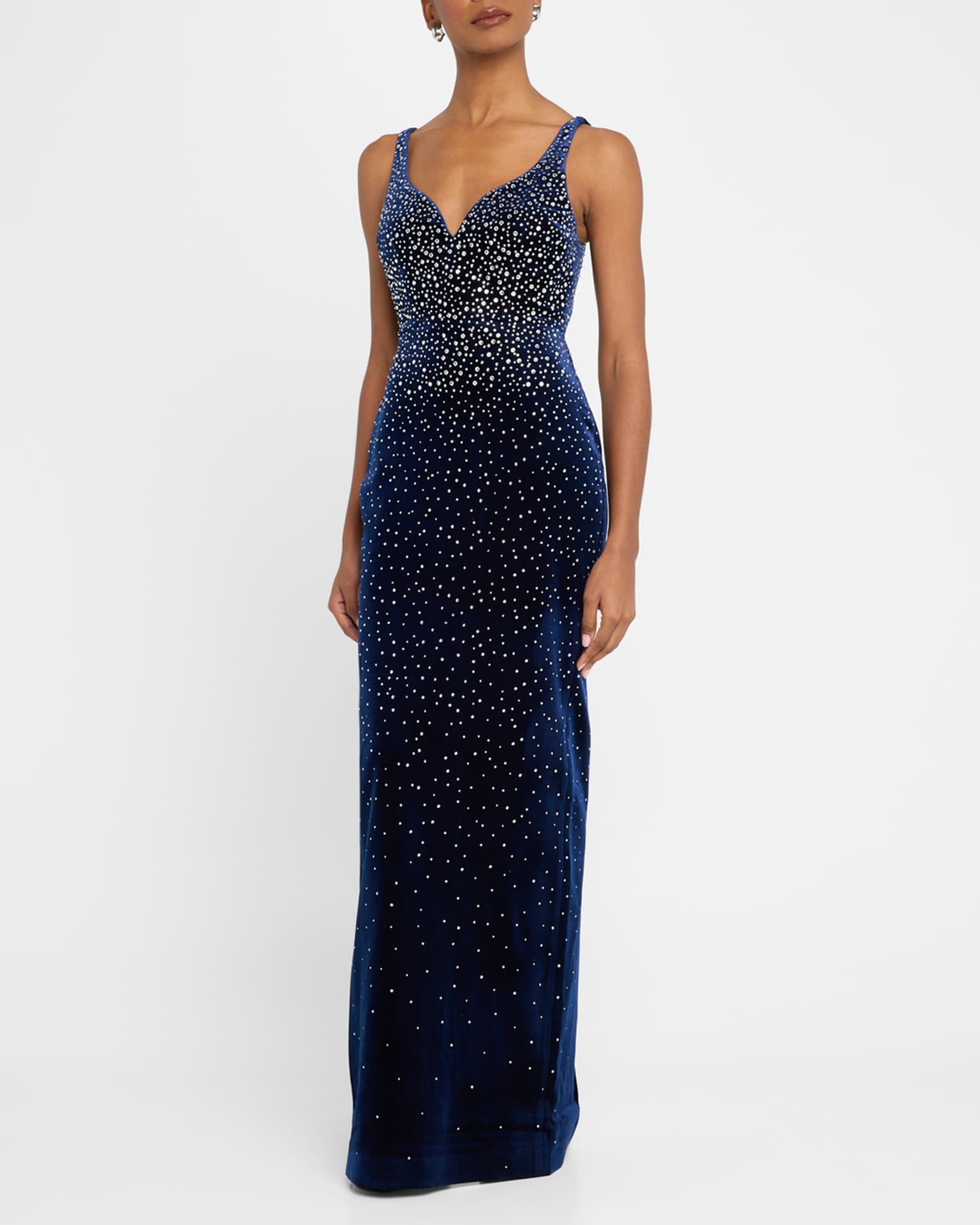 Alex Perry Singlet Crystal Velvet Sweetheart Column Gown | Neiman Marcus