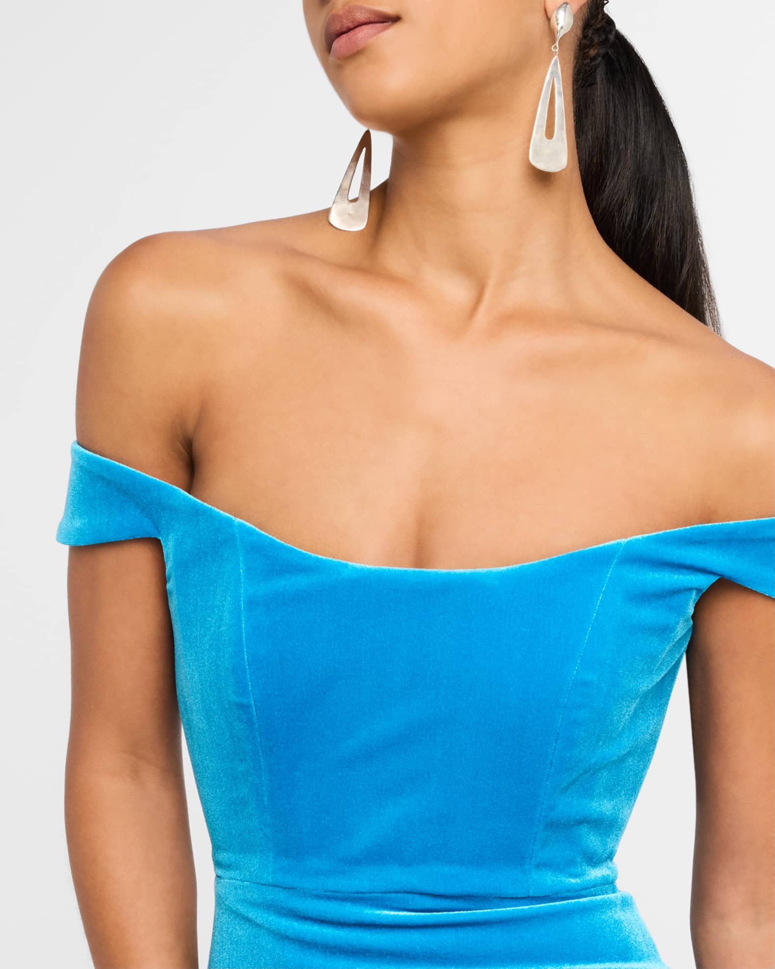 Alex Perry Off-The-Shoulder Corset Velvet Mini Dress | Neiman Marcus