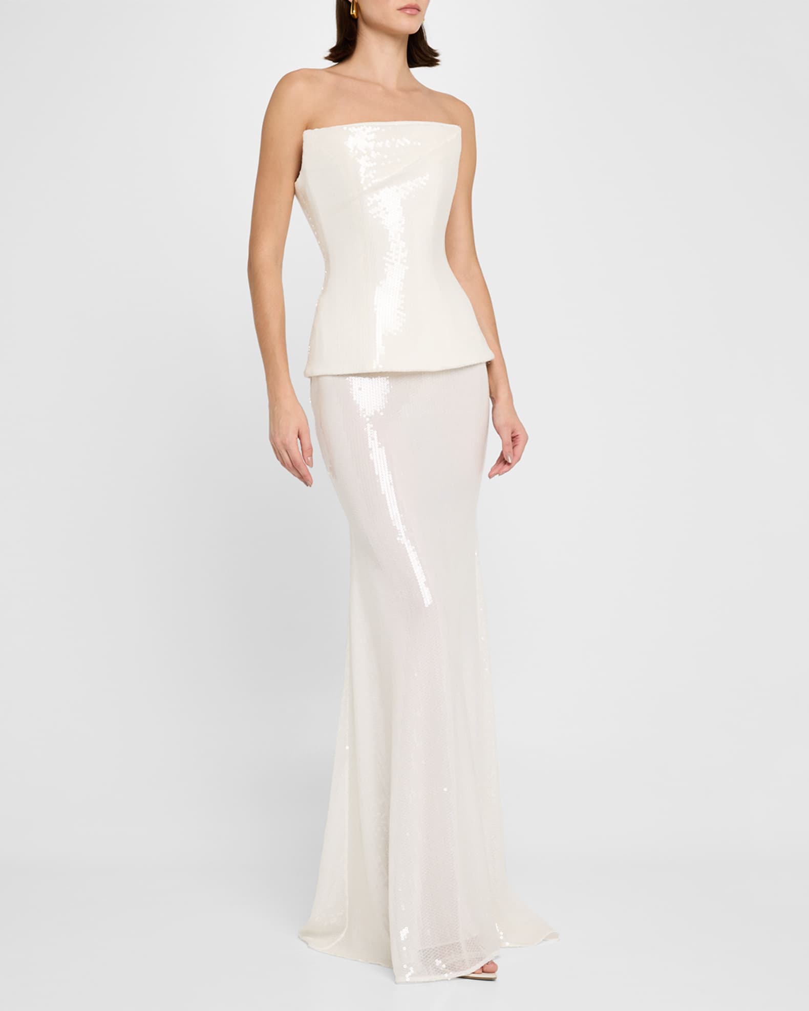 Alex Perry Strapless Longline Corset Sequin Gown | Neiman Marcus