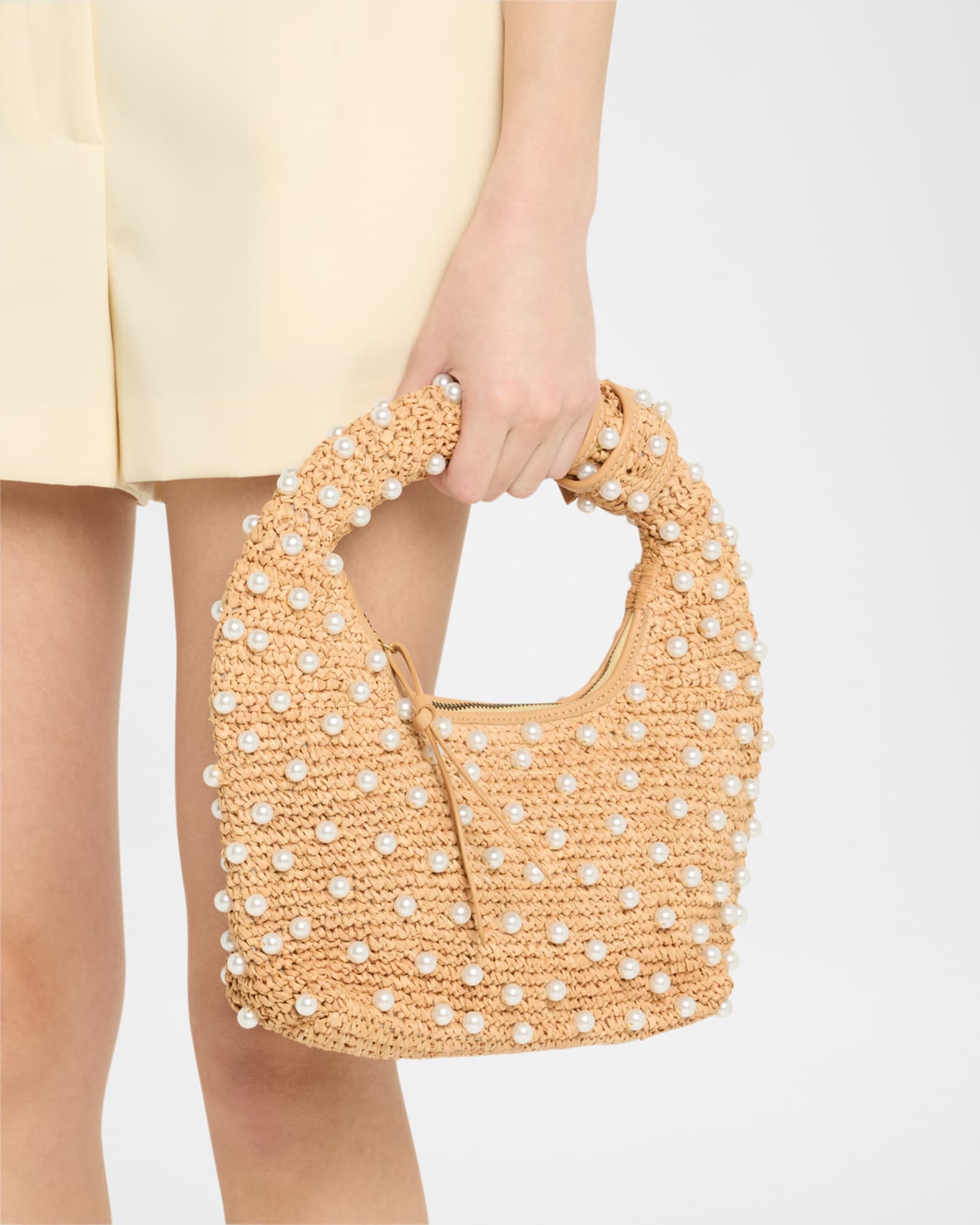BTB Los Angeles Maeve Pearly Raffia Hobo Bag | Neiman Marcus