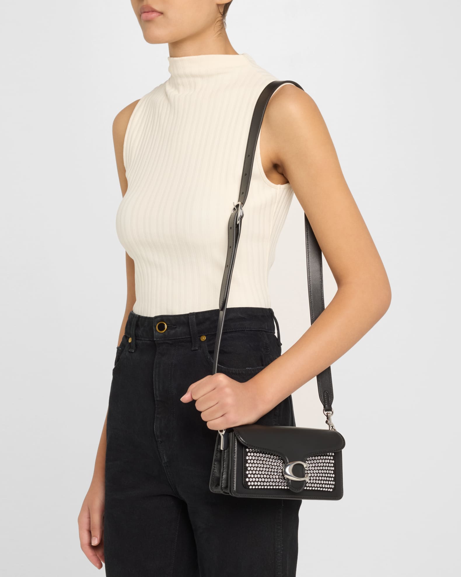 Coach Tabby 20 Crystal Leather Shoulder Bag | Neiman Marcus