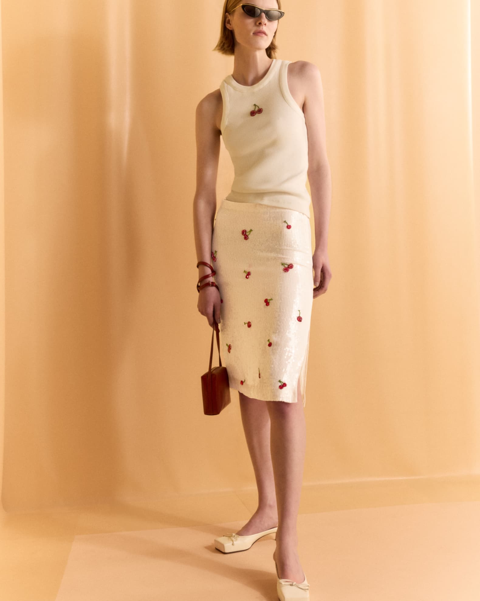 Des Phemmes Ribbed Cherry Tank Top | Neiman Marcus