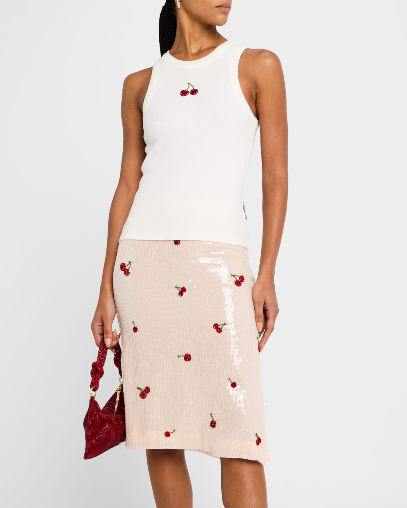 Des Phemmes Ribbed Cherry Tank Top | Neiman Marcus