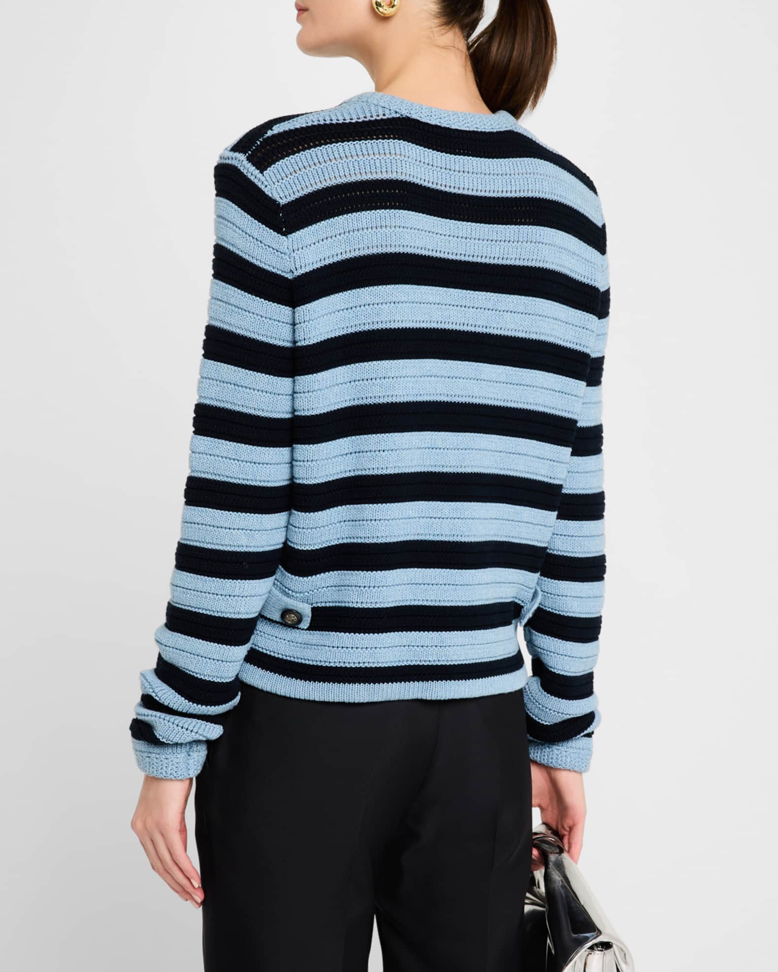 Autumn Cashmere Button-Down Striped Knit Jacket | Neiman Marcus