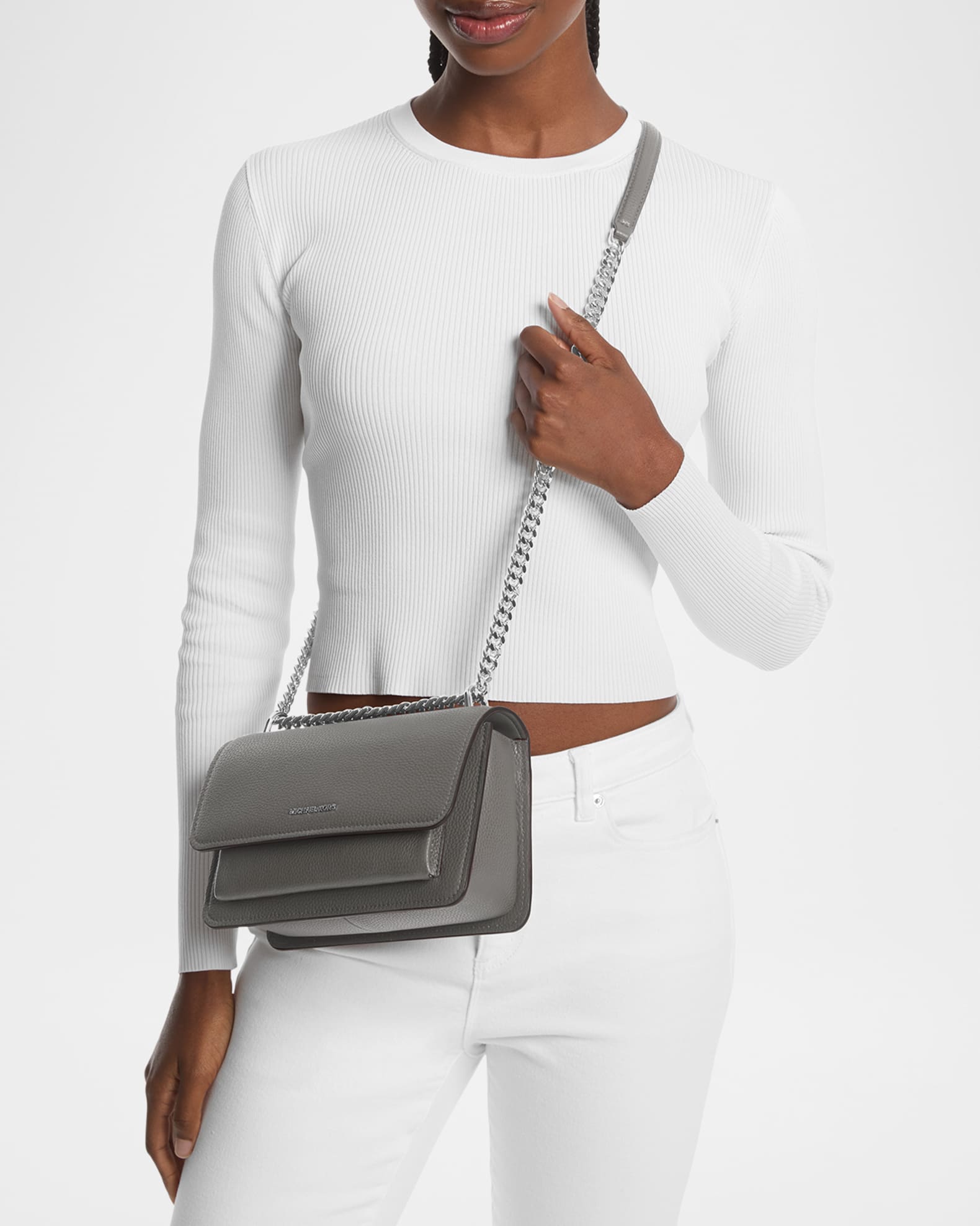 MICHAEL Michael Kors Claire Large Flap Leather Shoulder Bag | Neiman Marcus