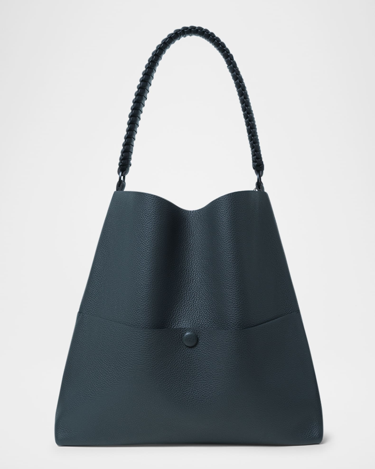 Callista Medium Slim Grained Leather Tote Bag | Neiman Marcus