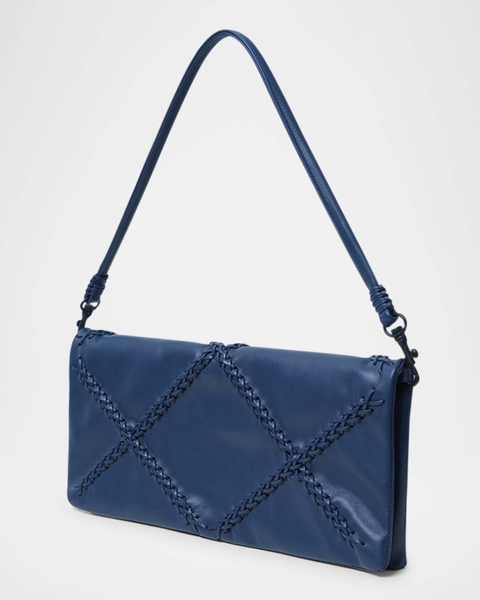 Callista Fold-Over Flap Leather Shoulder Bag | Neiman Marcus