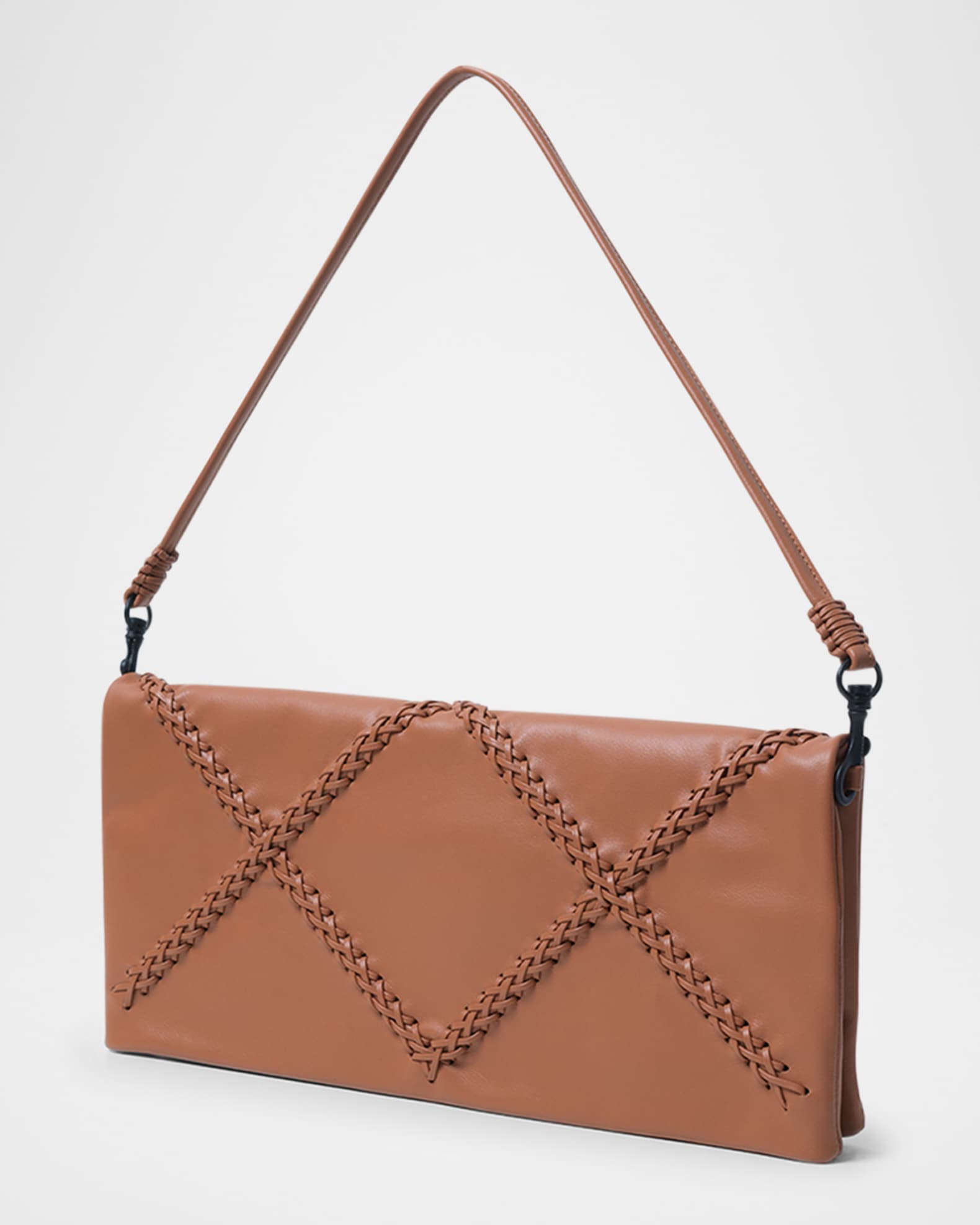 Callista Fold-Over Flap Leather Shoulder Bag | Neiman Marcus