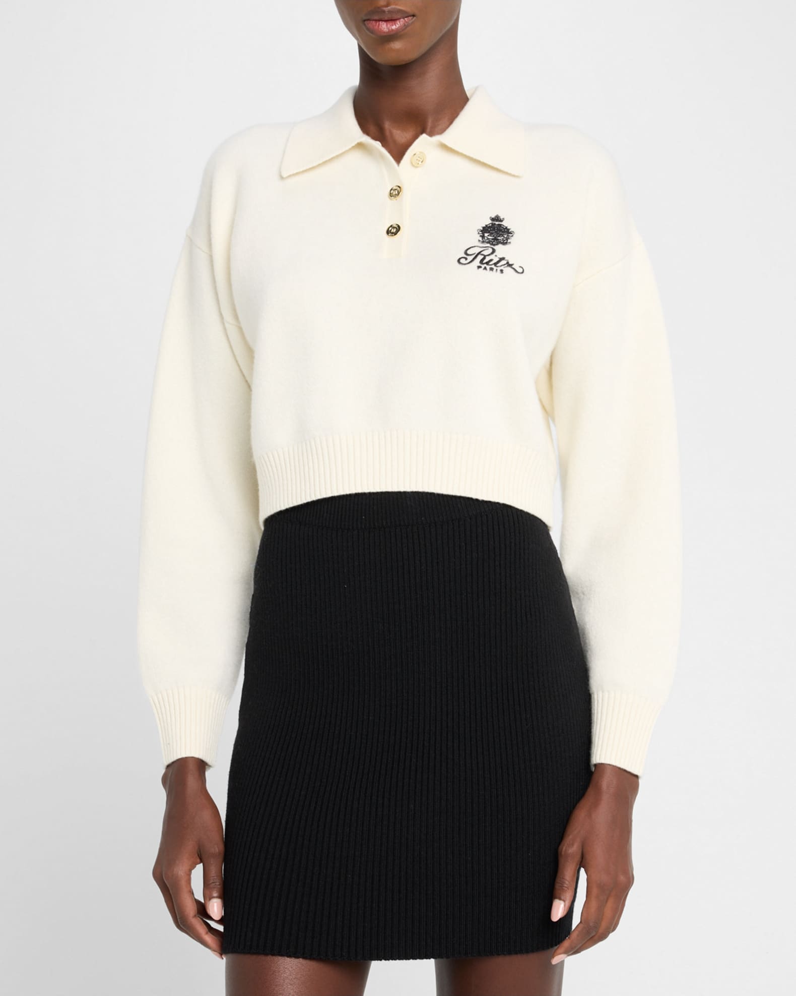 FRAME FRAME x Ritz Paris Crest Cashmere Polo Sweater | Neiman Marcus
