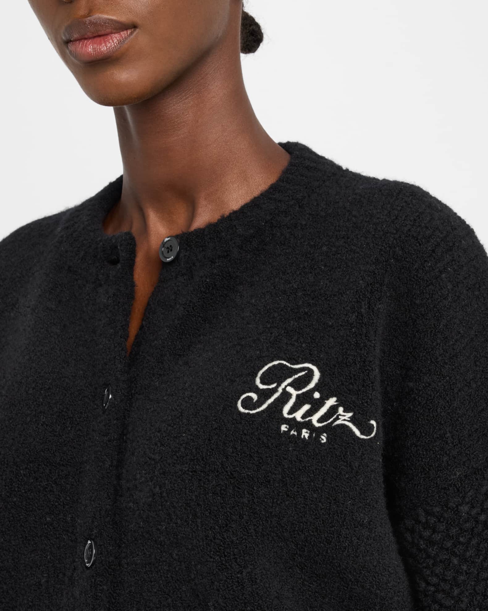 FRAME FRAME x Ritz Paris Mixed-Stitch Sweater | Neiman Marcus