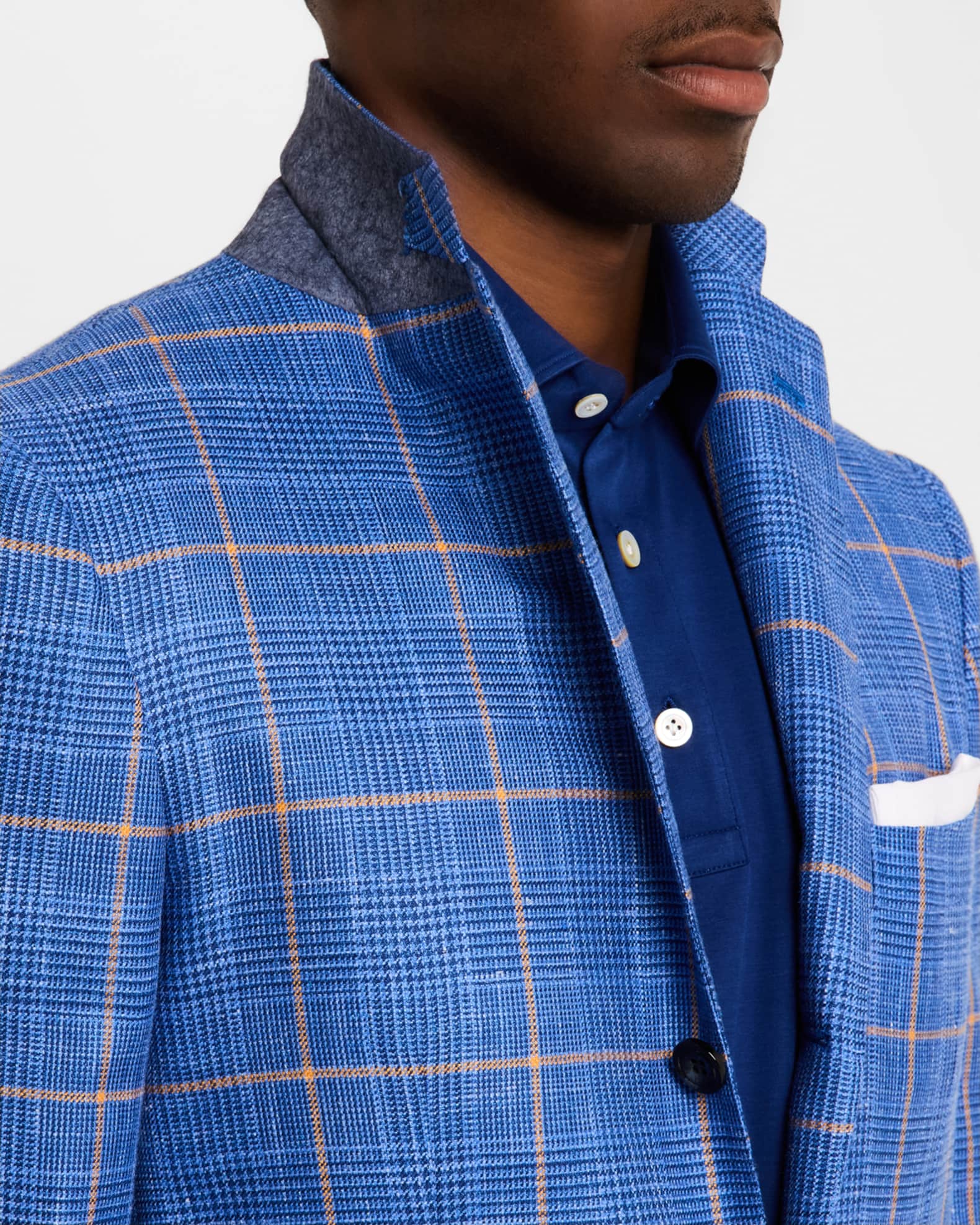 Kiton Men's Plaid With Windowpane Sport Coat | Neiman Marcus