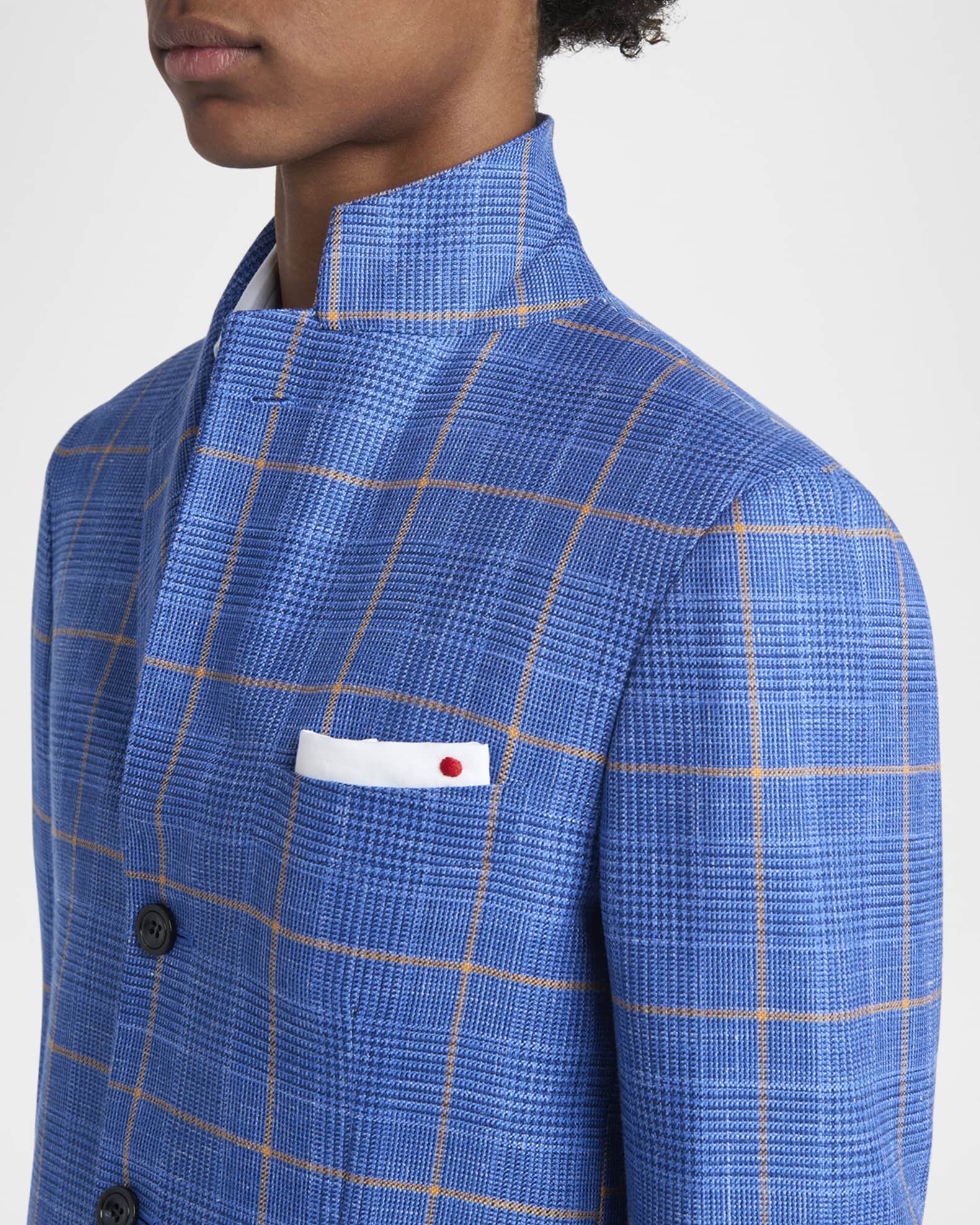 Kiton Men's Plaid With Windowpane Sport Coat | Neiman Marcus