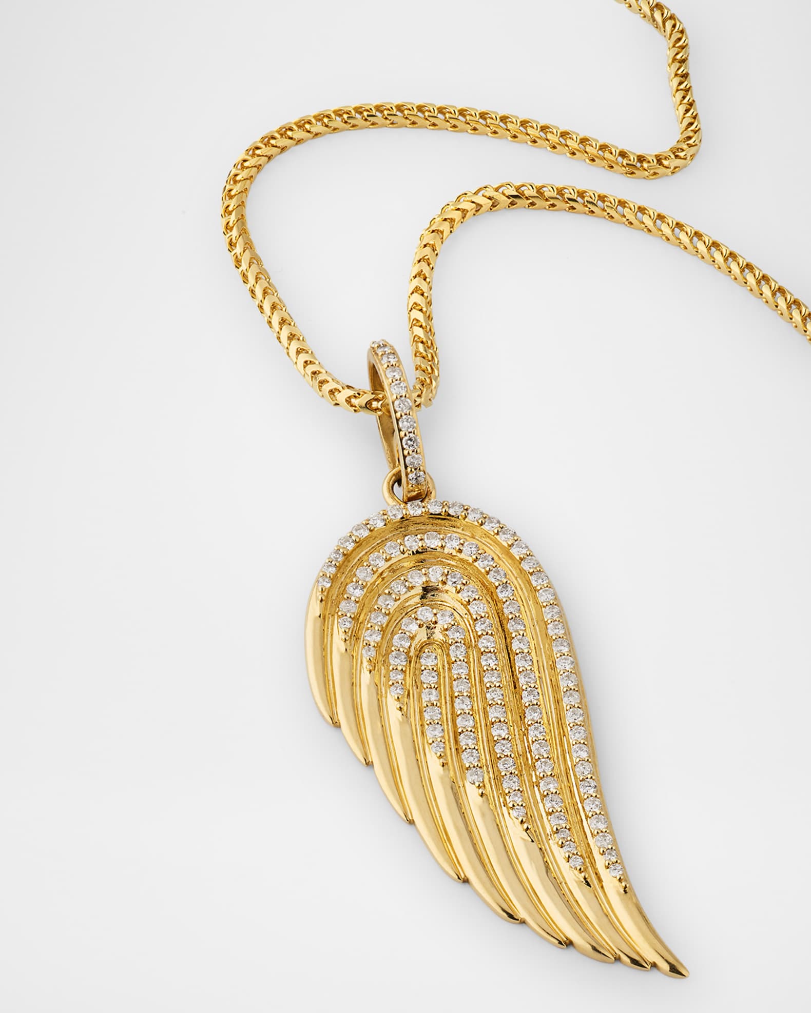 Sheryl Lowe 14K Yellow Gold Diamond Angel Wing Pendant Necklace ...