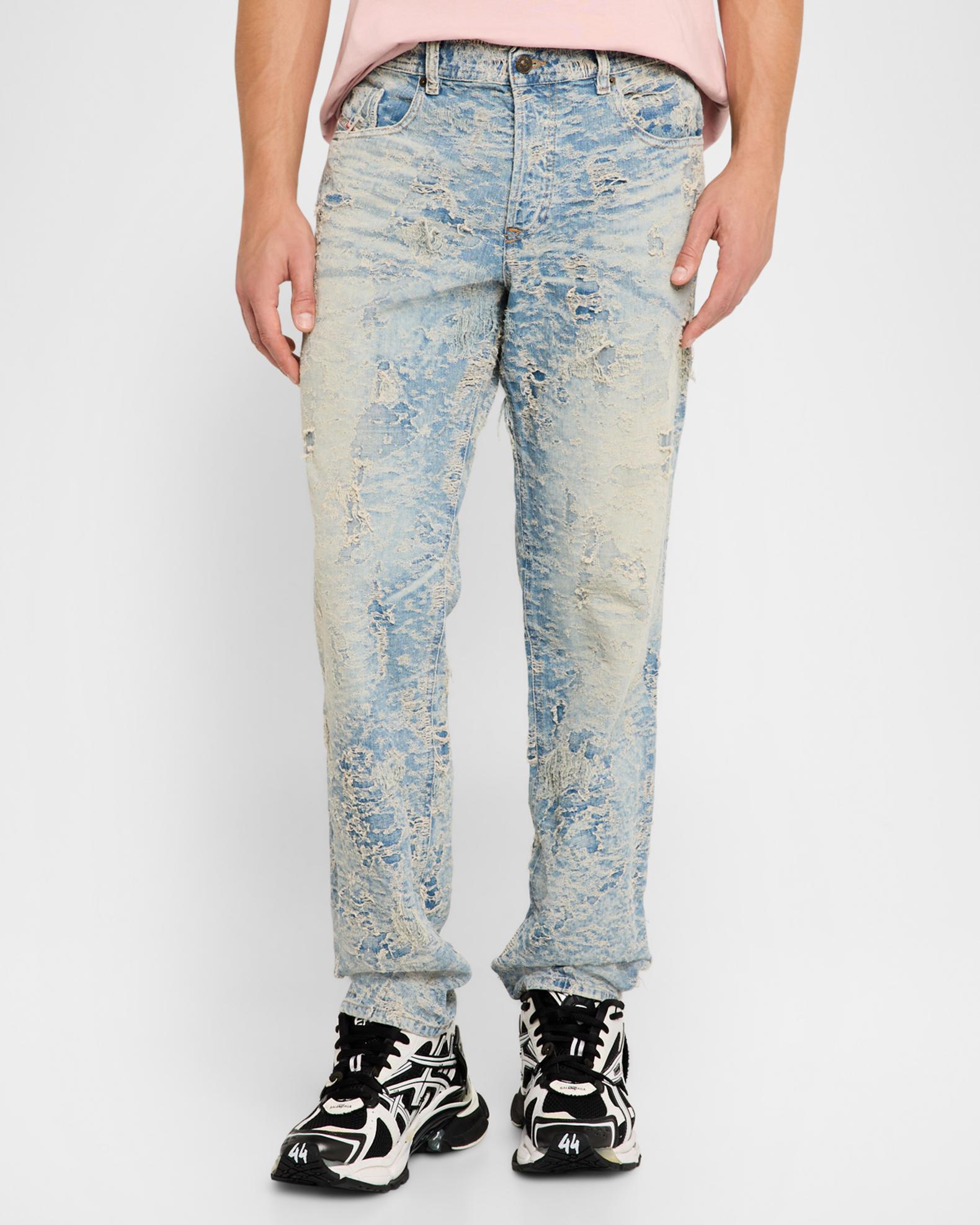 Diesel Men's Destroyed Jacquard Jeans | Neiman Marcus