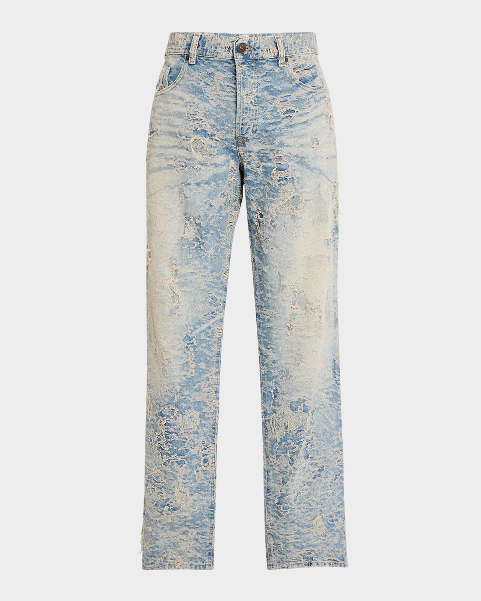 Diesel Men's Destroyed Jacquard Jeans | Neiman Marcus