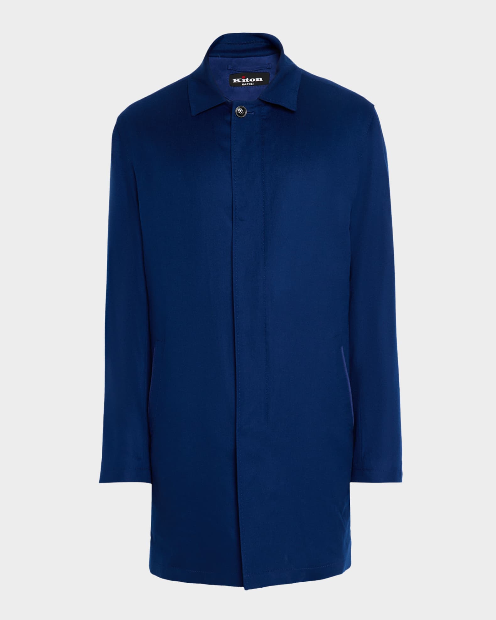 Kiton Men's Cashmere Hidden-Zip Overcoat | Neiman Marcus