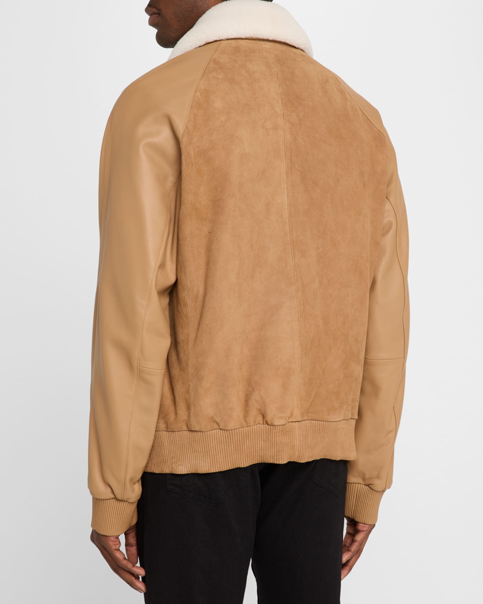 BOSS Camel Men's Maduroy Shearling-Collar Corduroy and Leather Jacket ...