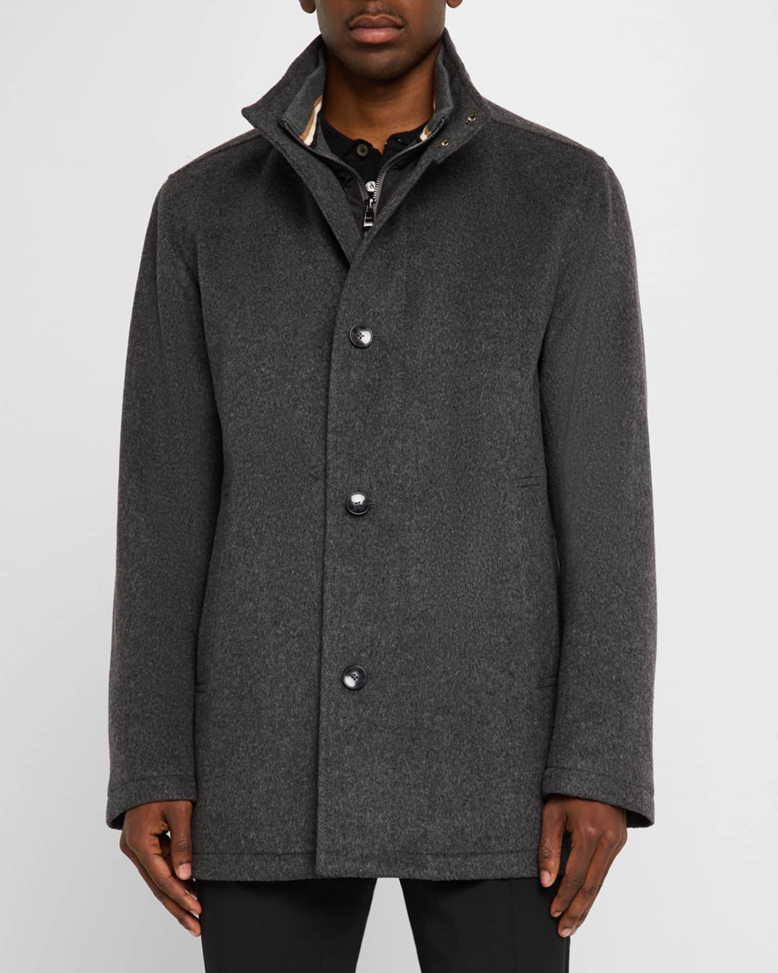 Men s Coxtan Wool Cashmere Coat with Removable Bib