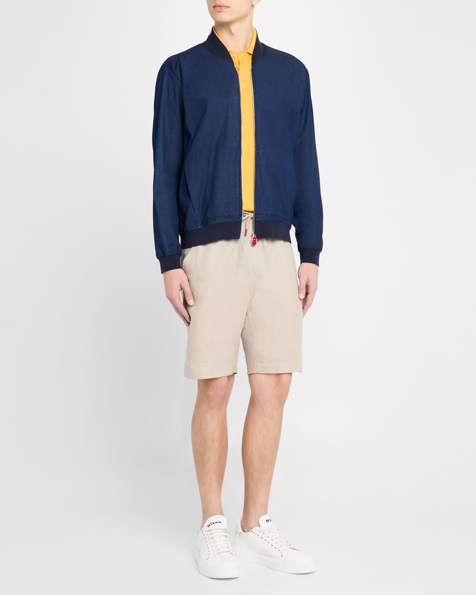 Kiton Men's Chambray Blouson Jacket | Neiman Marcus