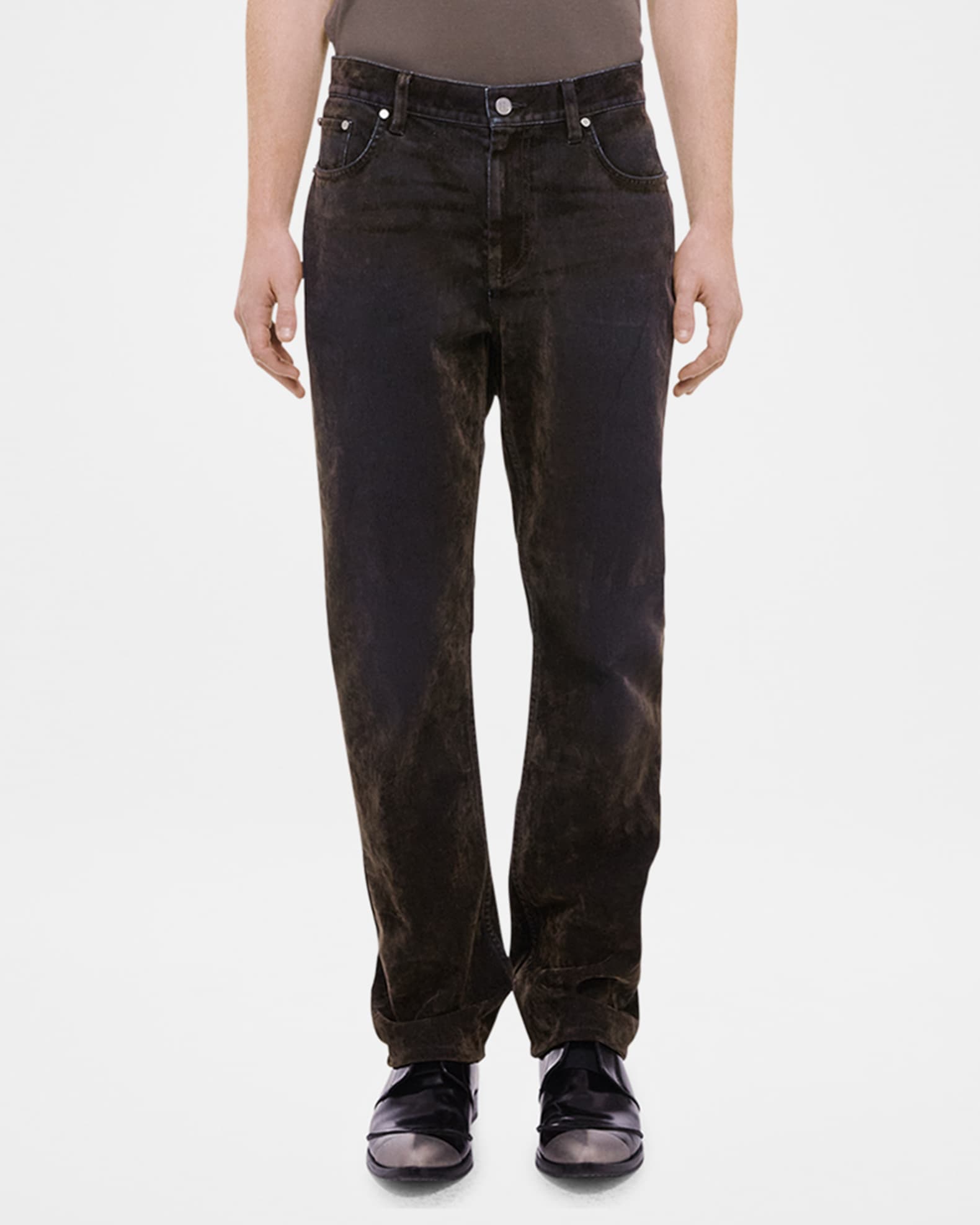 Helmut Lang Men's Slim-Fit Flocked Denim Jeans | Neiman Marcus