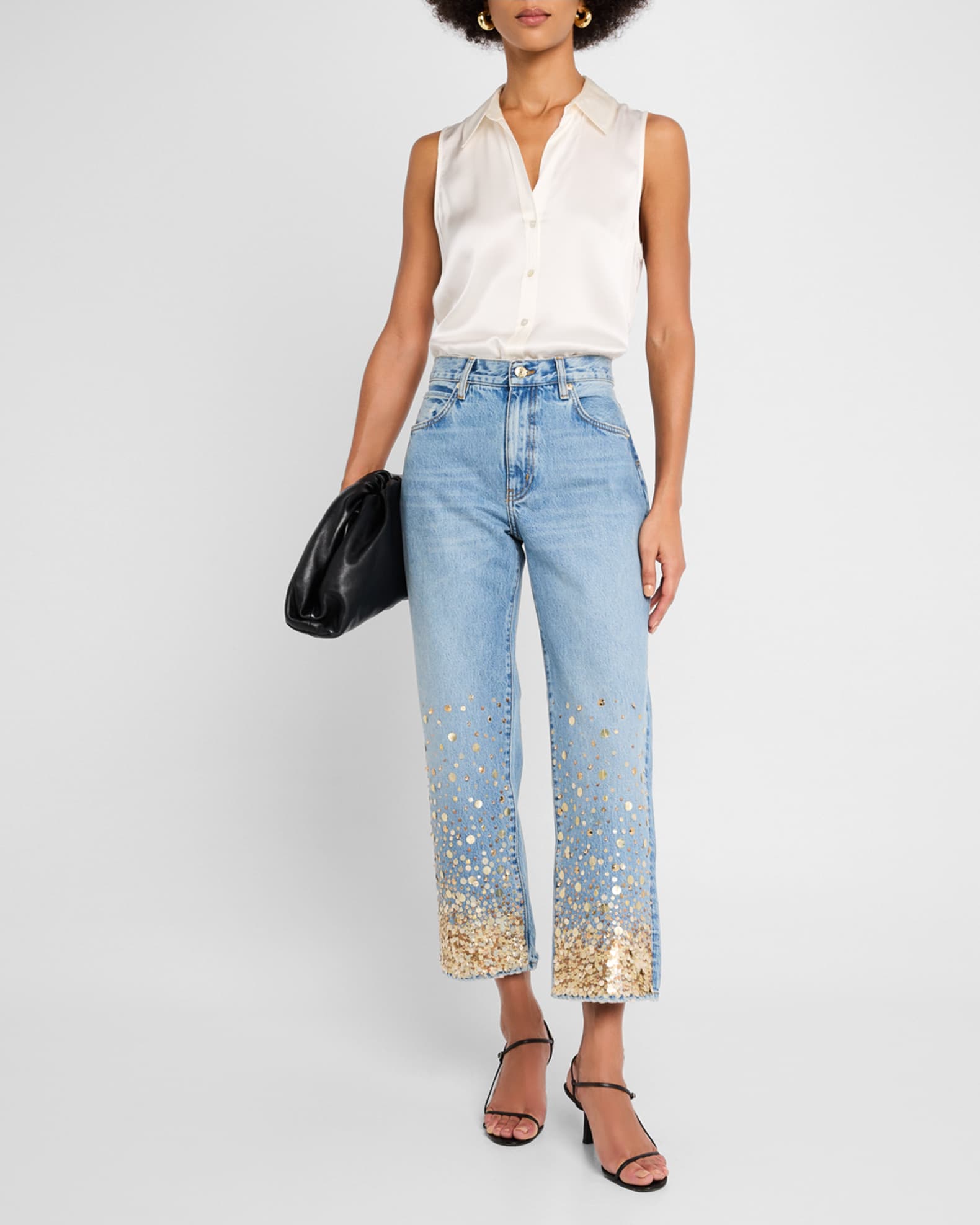 FRAME The Champagne Embellished Jeans | Neiman Marcus