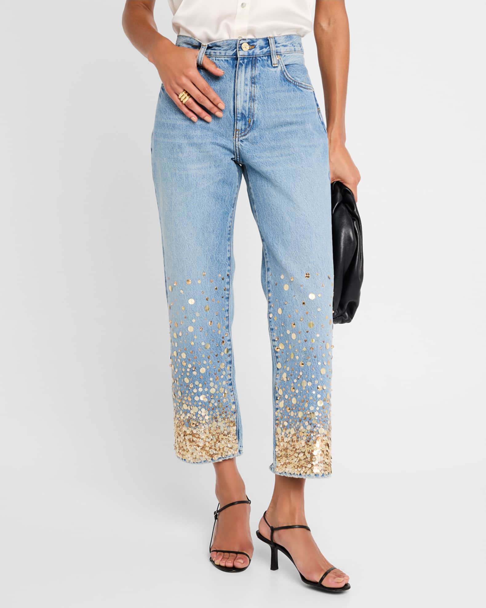 FRAME The Champagne Embellished Jeans | Neiman Marcus