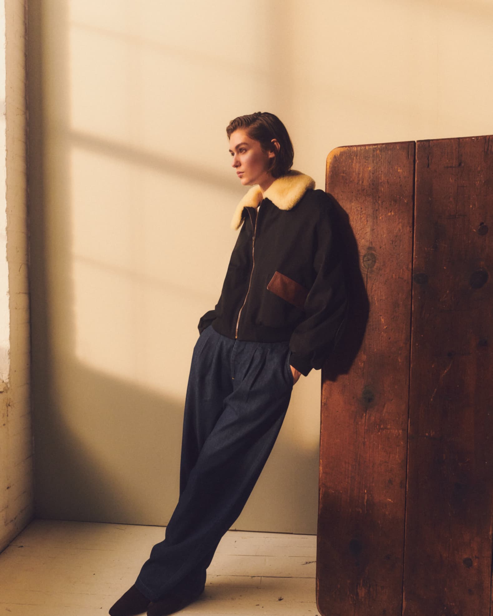 FRAME Mixed Leather Bomber Jacket | Neiman Marcus