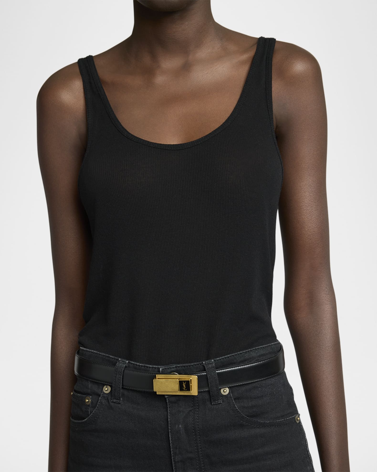 Saint Laurent YSL Skinny Leather Belt | Neiman Marcus