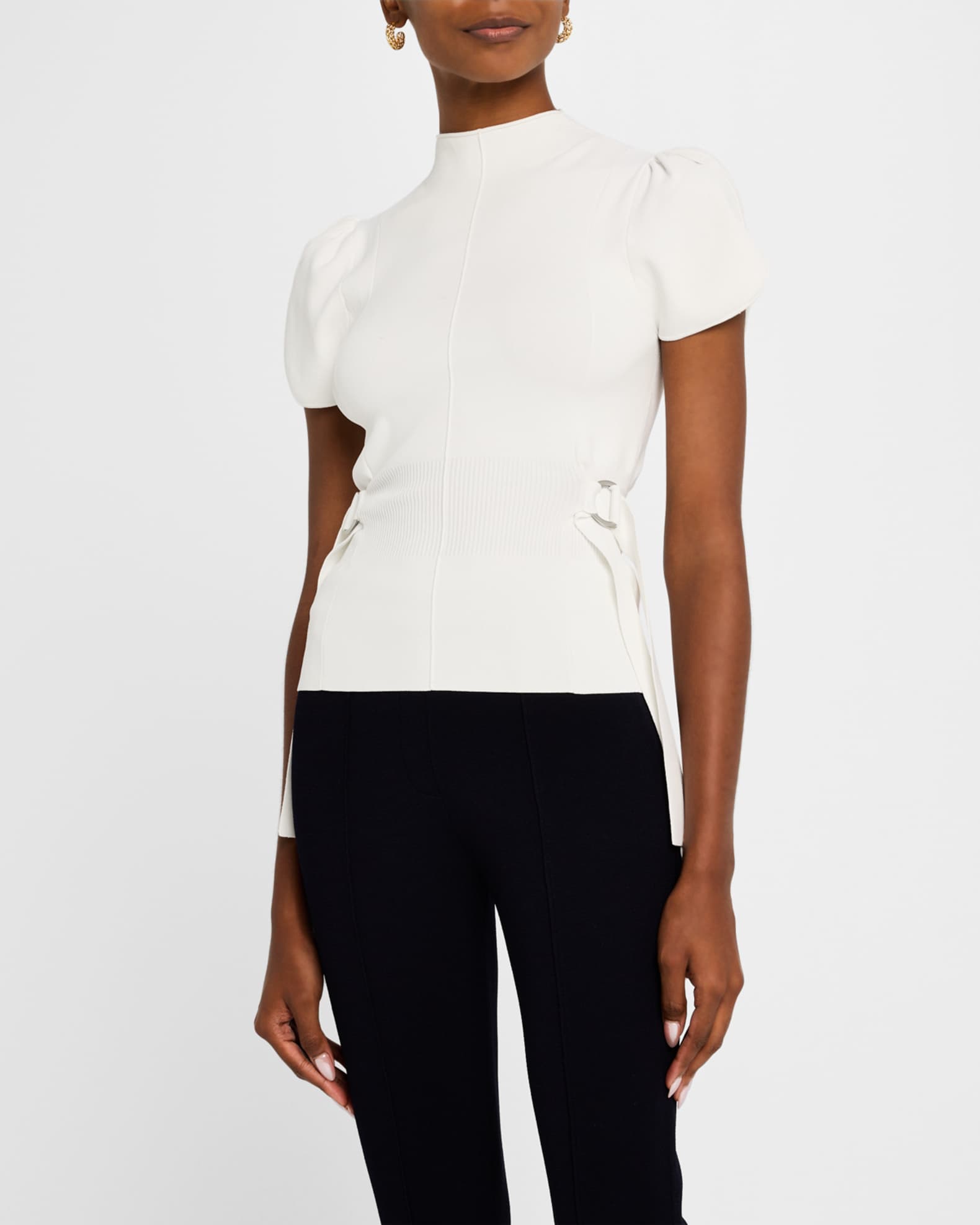 3.1 Phillip Lim Compact Rib Tulip Top | Neiman Marcus