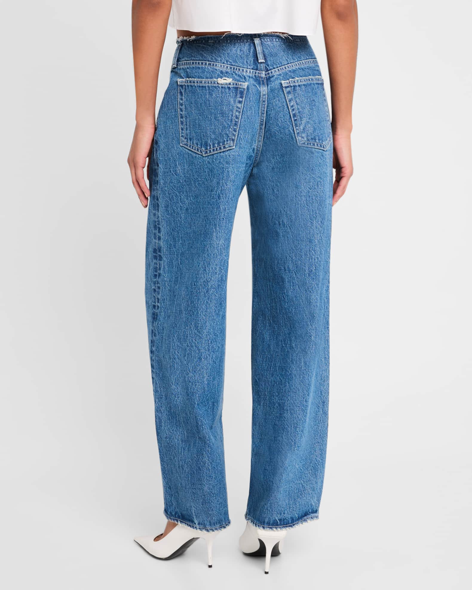 MOUSSY VINTAGE Macclenny Frayed Pleated Jeans | Neiman Marcus