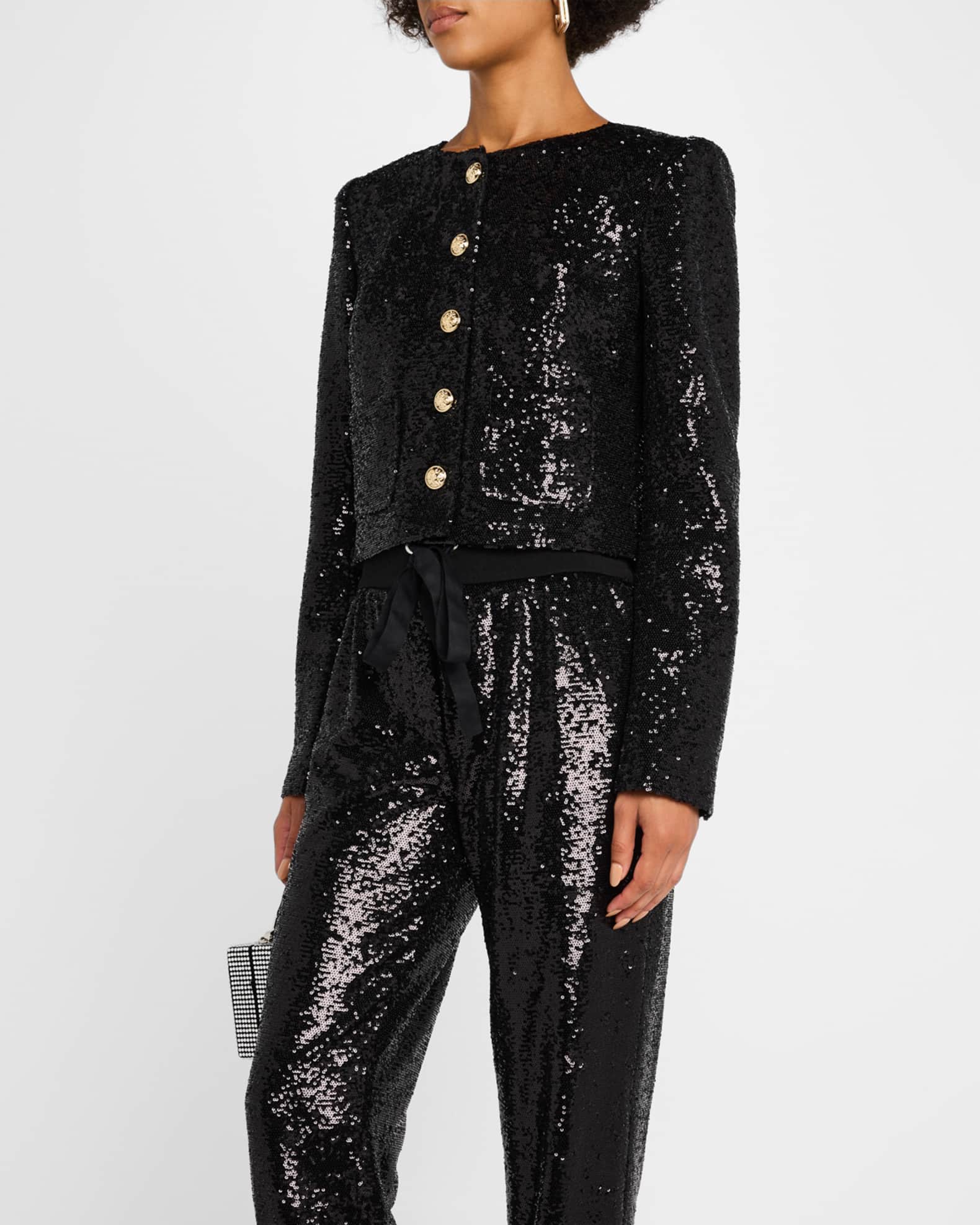 Cinq a Sept Randi Cropped Sequin Jacket | Neiman Marcus