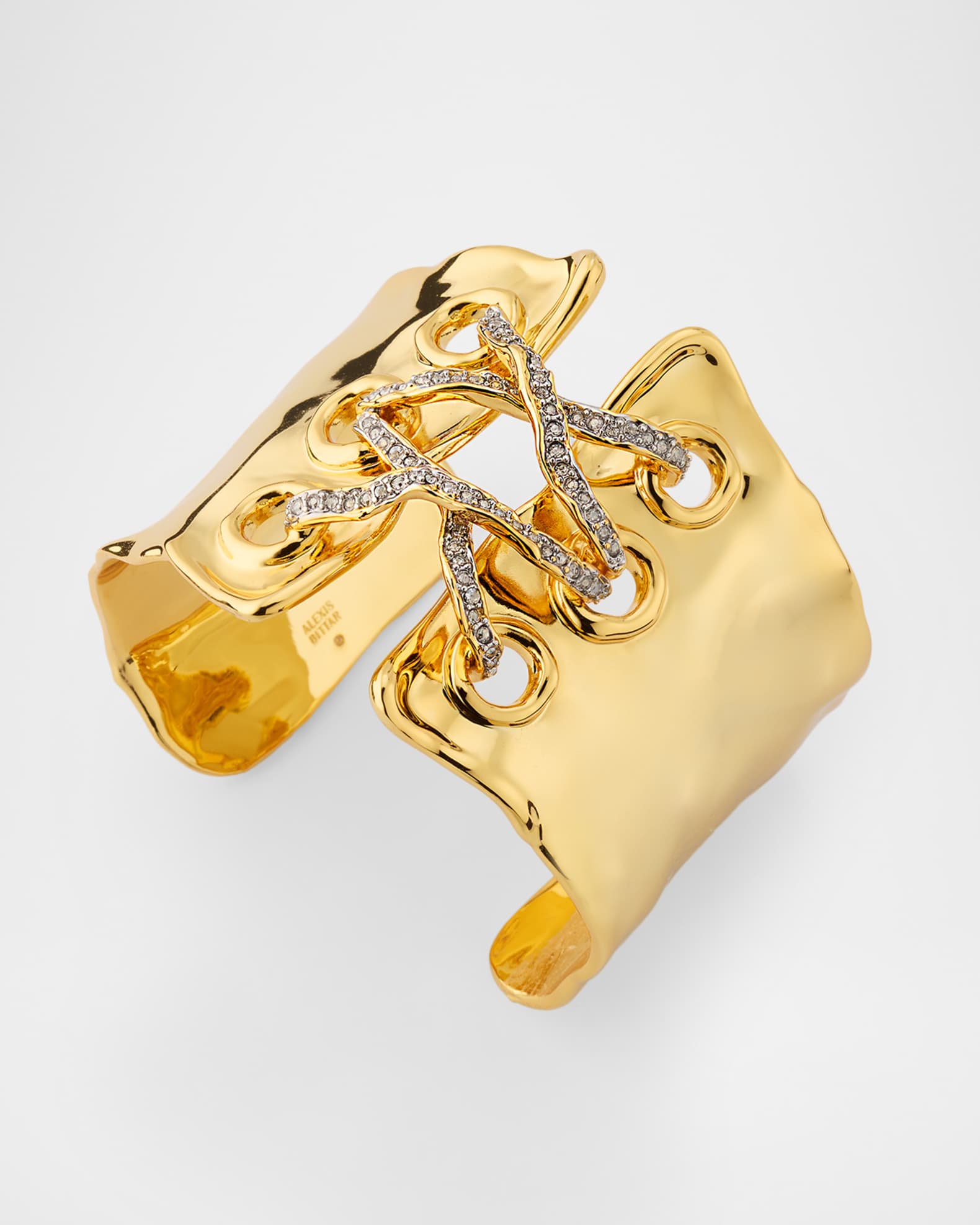 Alexis Bittar Solanales Gold Crystal Lace Up Cuff Bracelet | Neiman Marcus