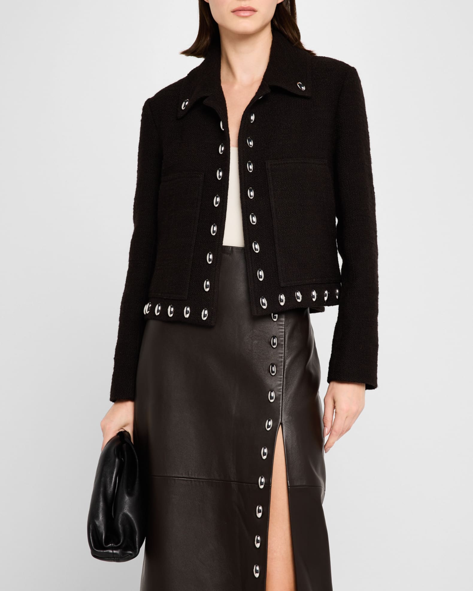 A.L.C. Grey Studded Jacket | Neiman Marcus