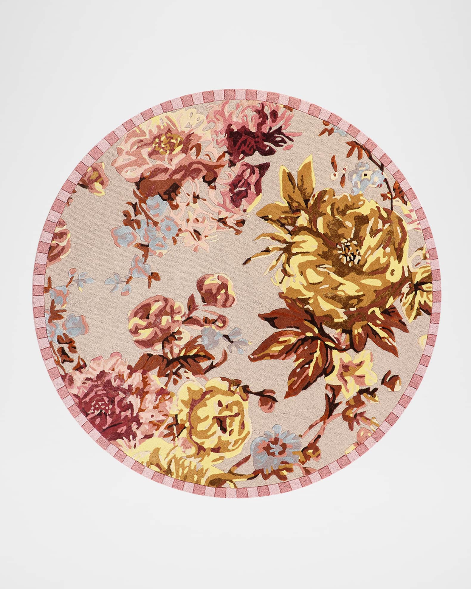 MacKenzie-Childs Dusty Rose Floral Rug, 6' Round | Neiman Marcus