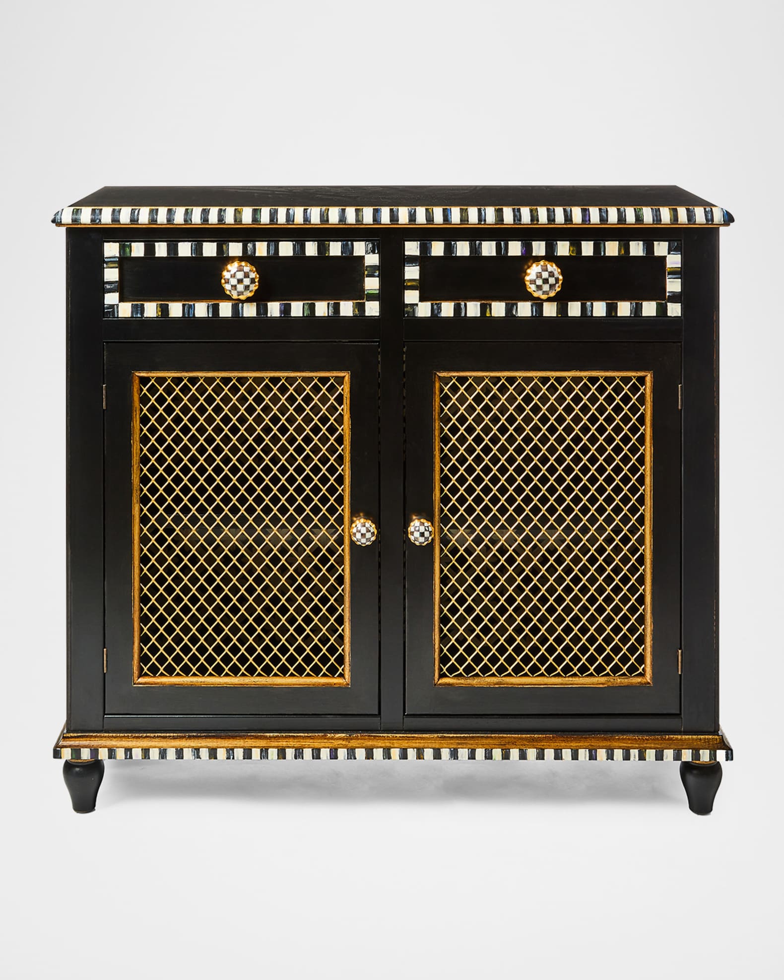 MacKenzie-Childs Courtly Criss-Cross Small Cabinet | Neiman Marcus