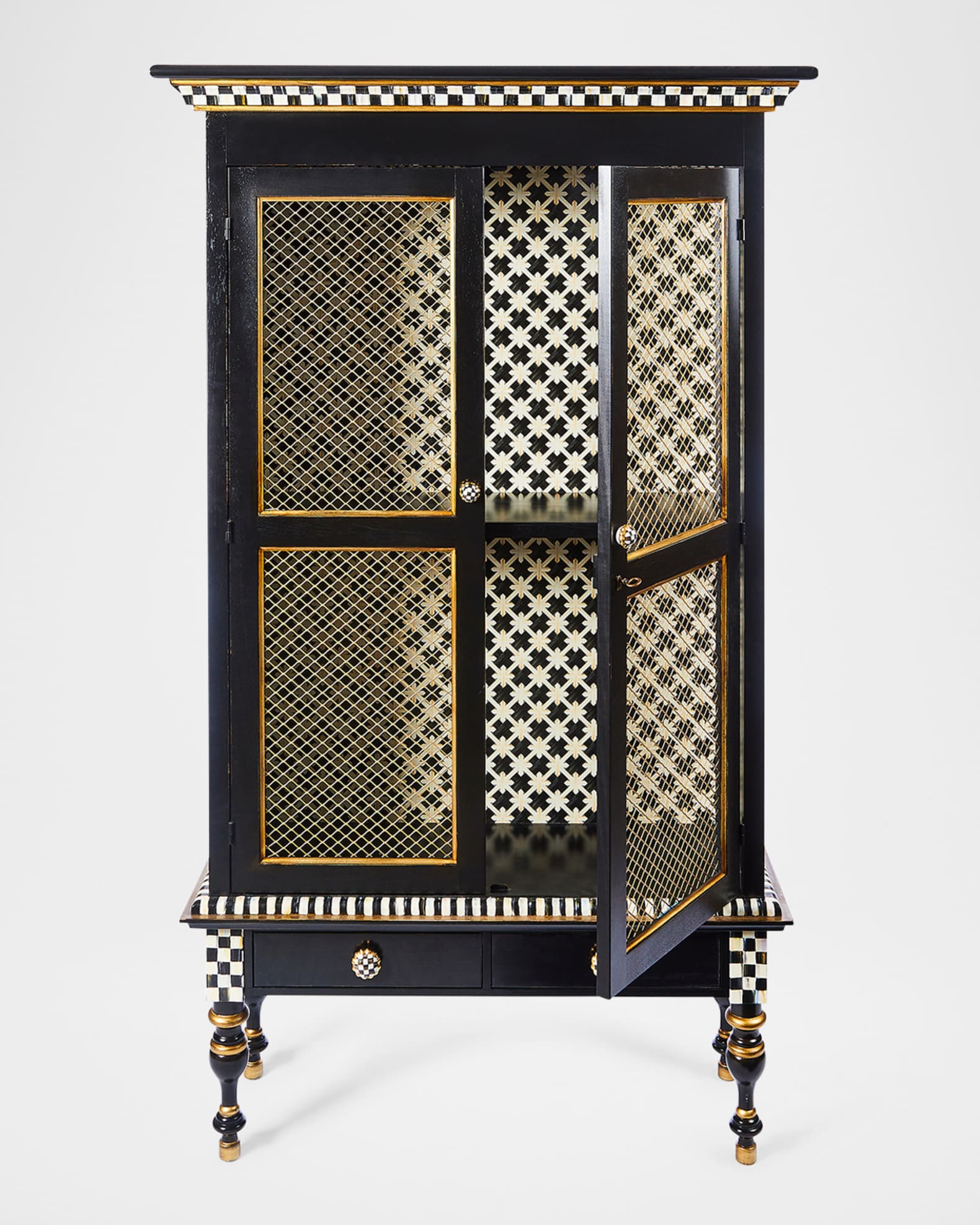 MacKenzie-Childs Courtly Criss-Cross Cabinet | Neiman Marcus