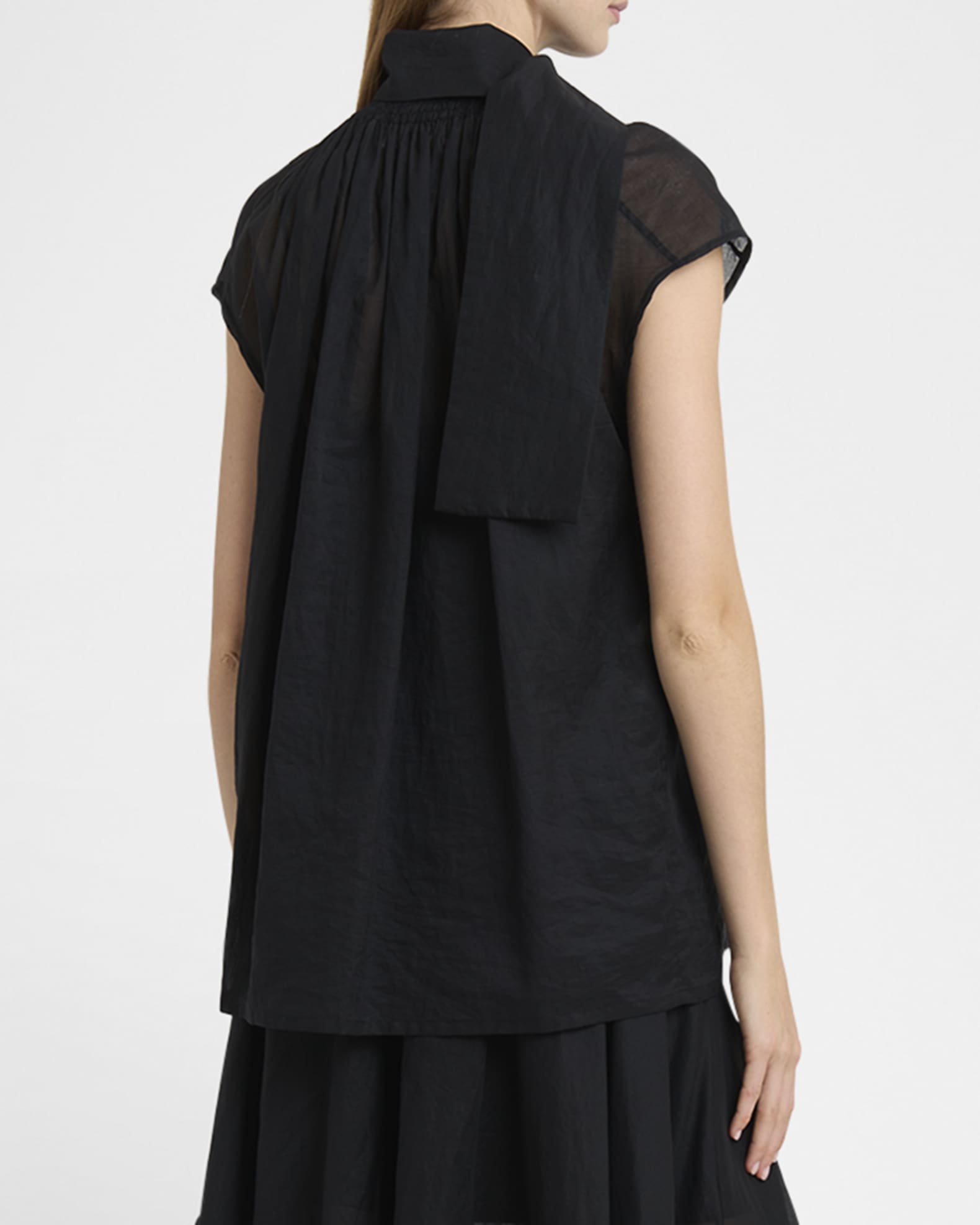 Plan C Scarf-Neck Button-Down Blouse | Neiman Marcus