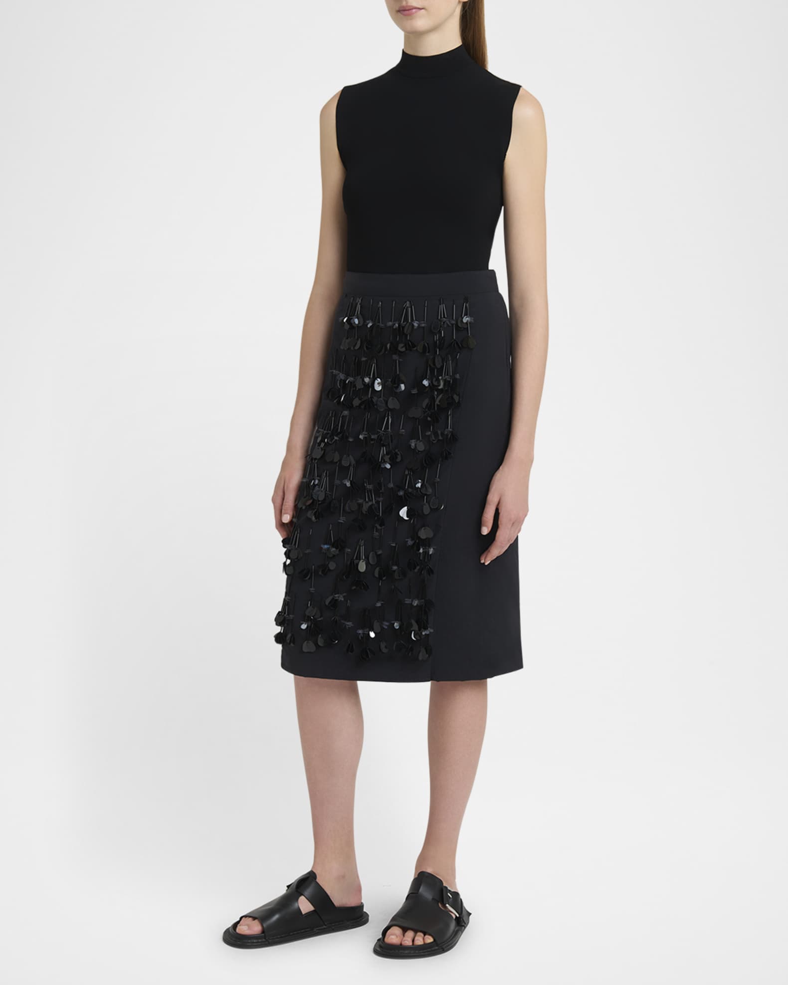 Plan C Sequined Straight Midi Skirt | Neiman Marcus