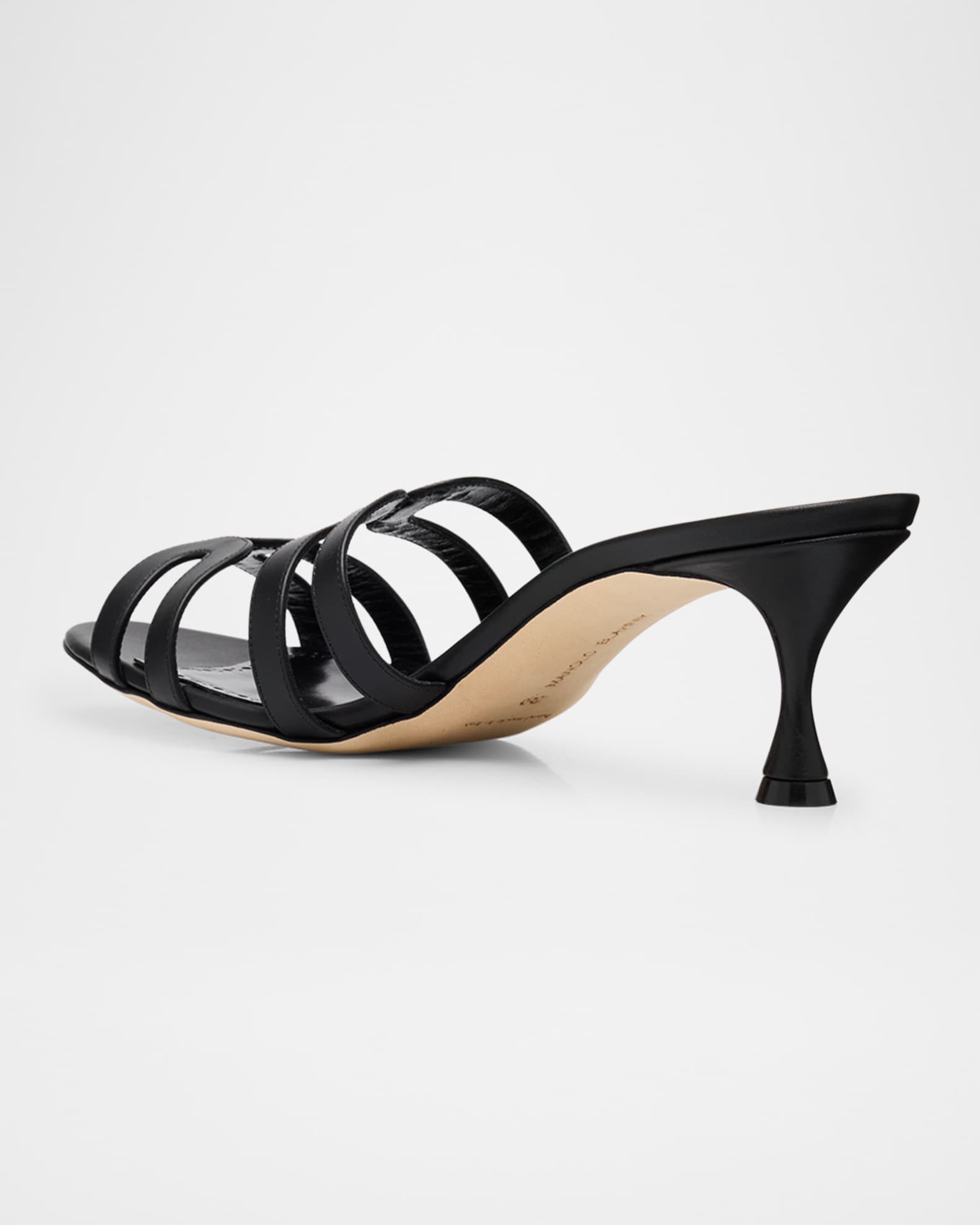 Manolo Blahnik Ahwak Caged Leather Mule Sandals | Neiman Marcus