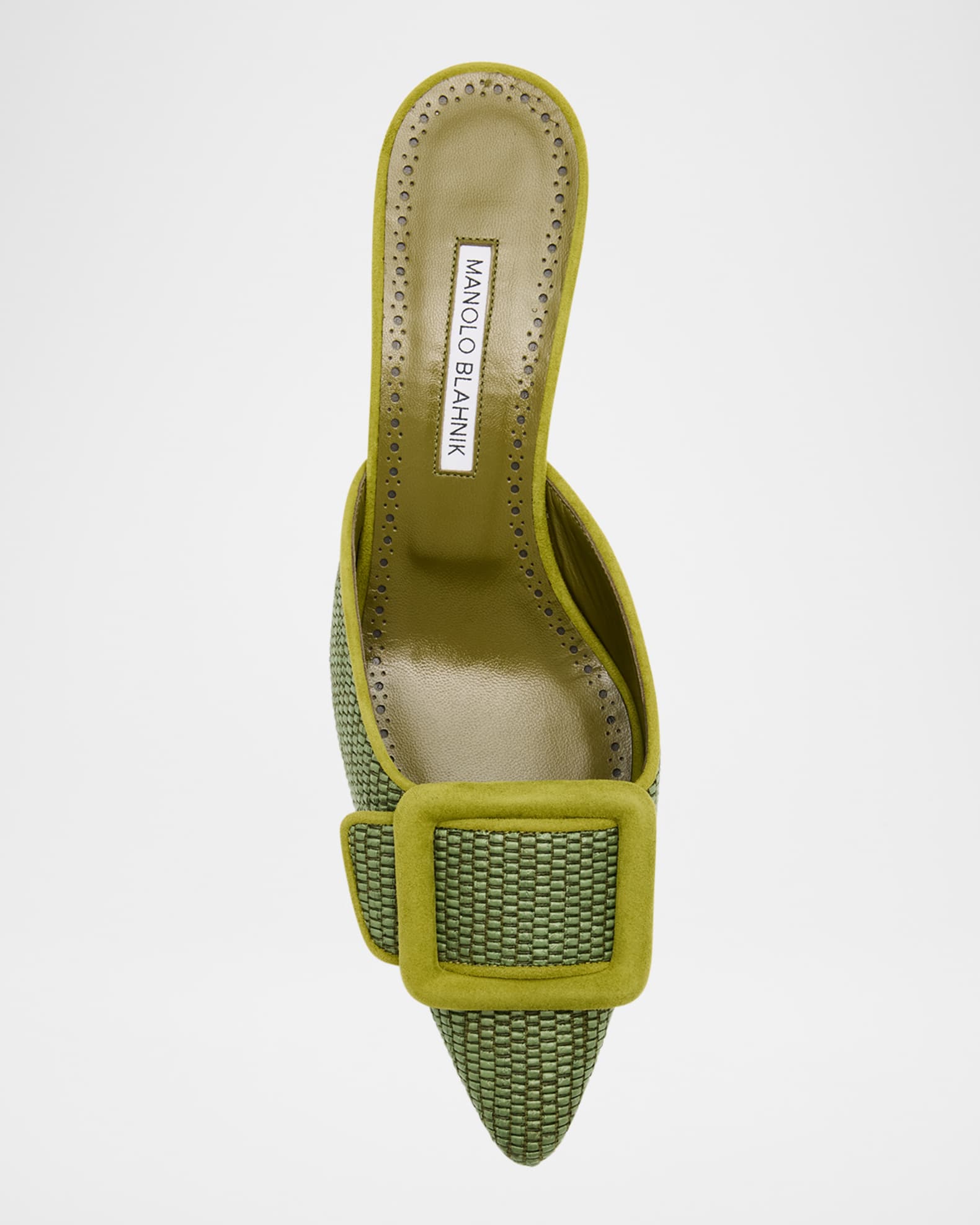 Manolo Blahnik Maysale Woven Buckle Mule Pumps | Neiman Marcus