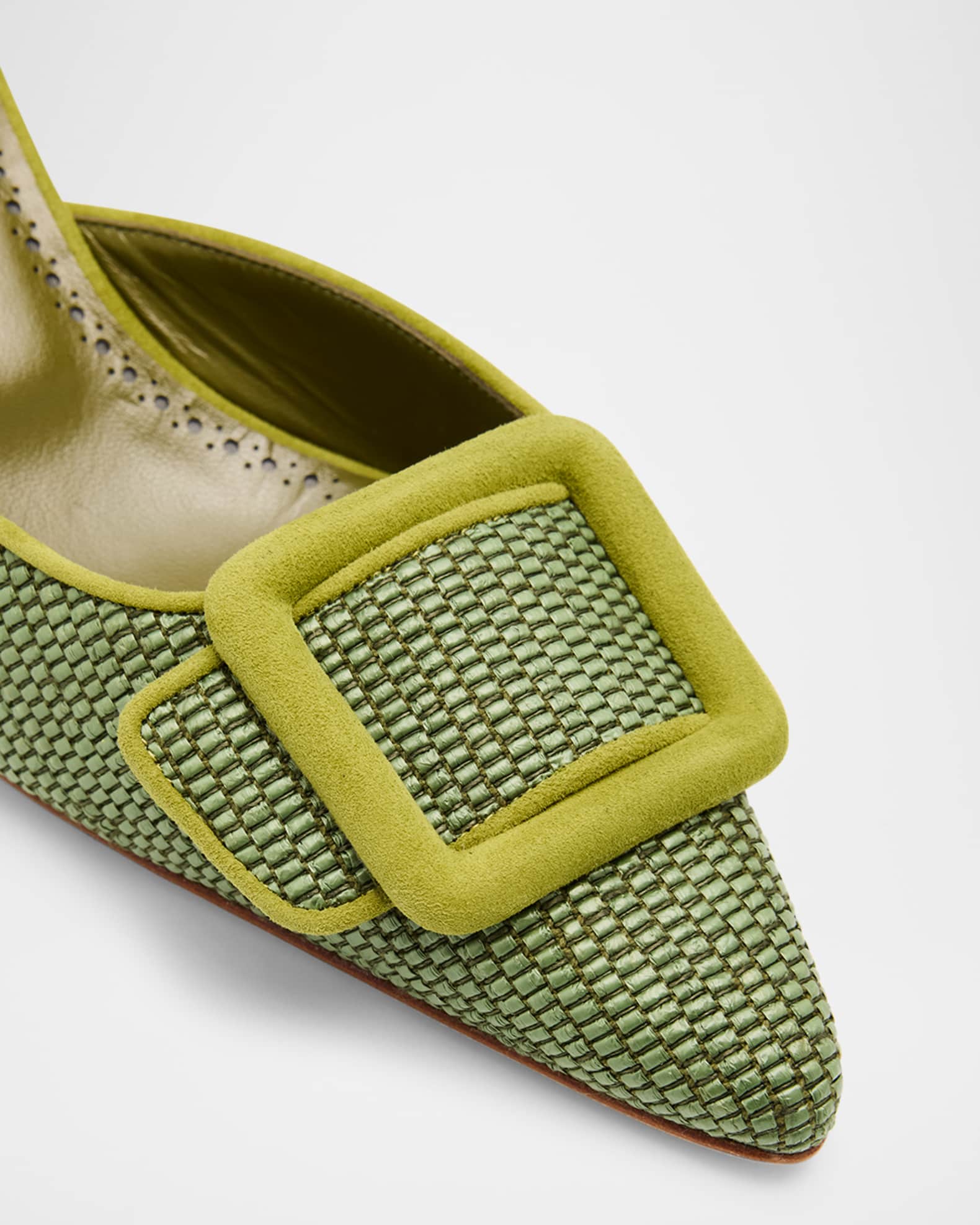 Manolo Blahnik Maysale Woven Buckle Mule Pumps | Neiman Marcus