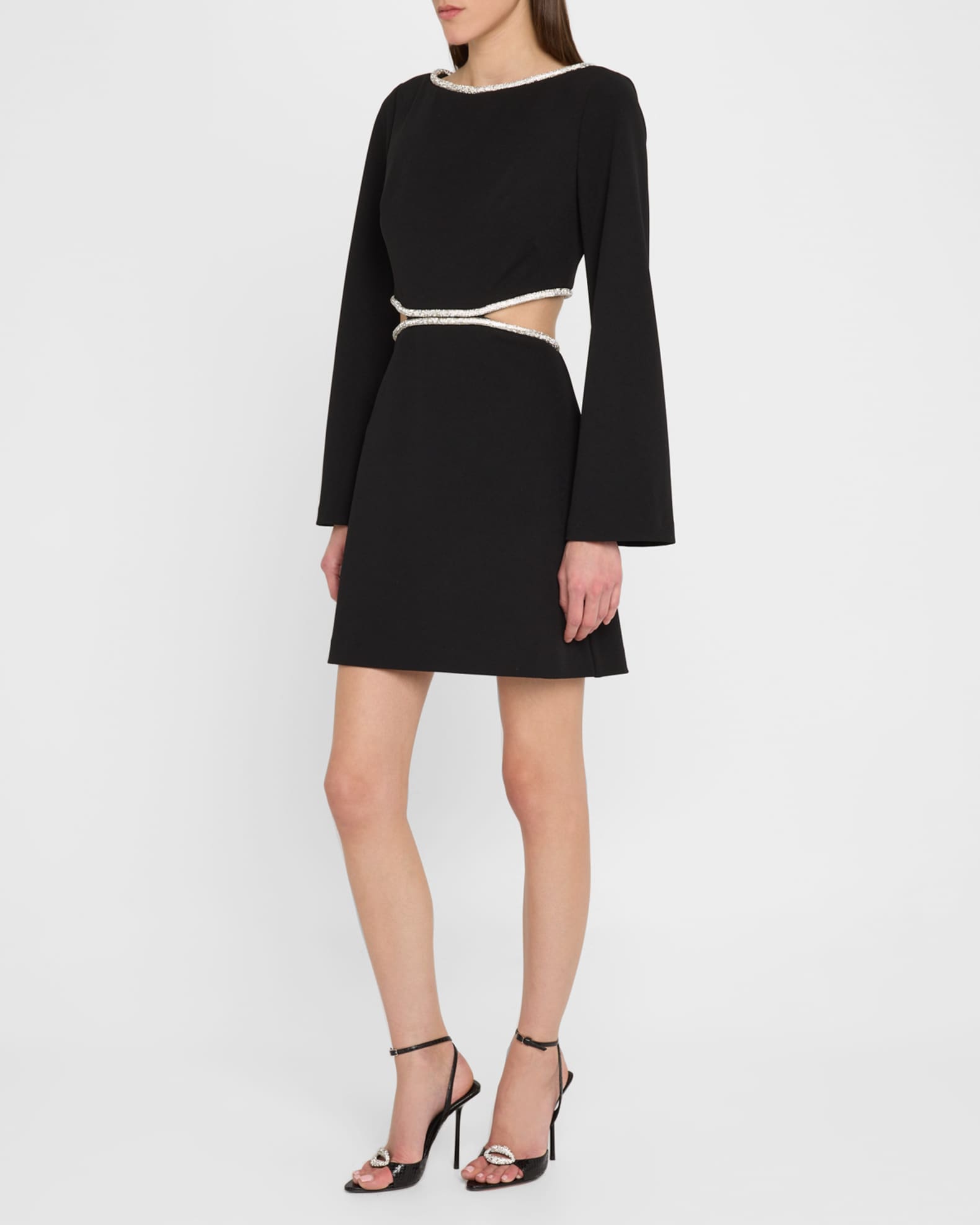 Trina Turk Sabia Cutout Rhinestone-Trim Mini Dress | Neiman Marcus