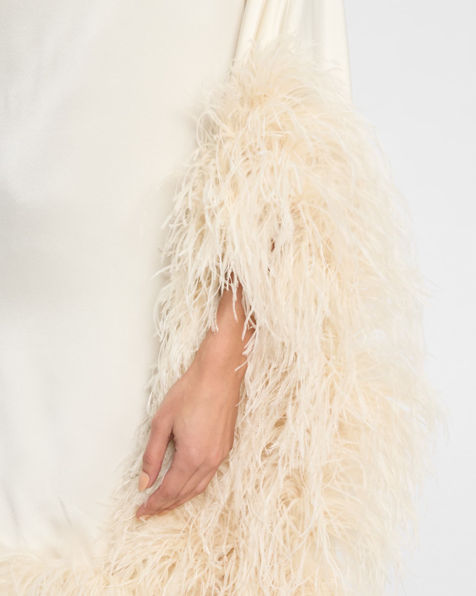 LAPOINTE Feather-Trim Satin Oversized Cape Dress | Neiman Marcus