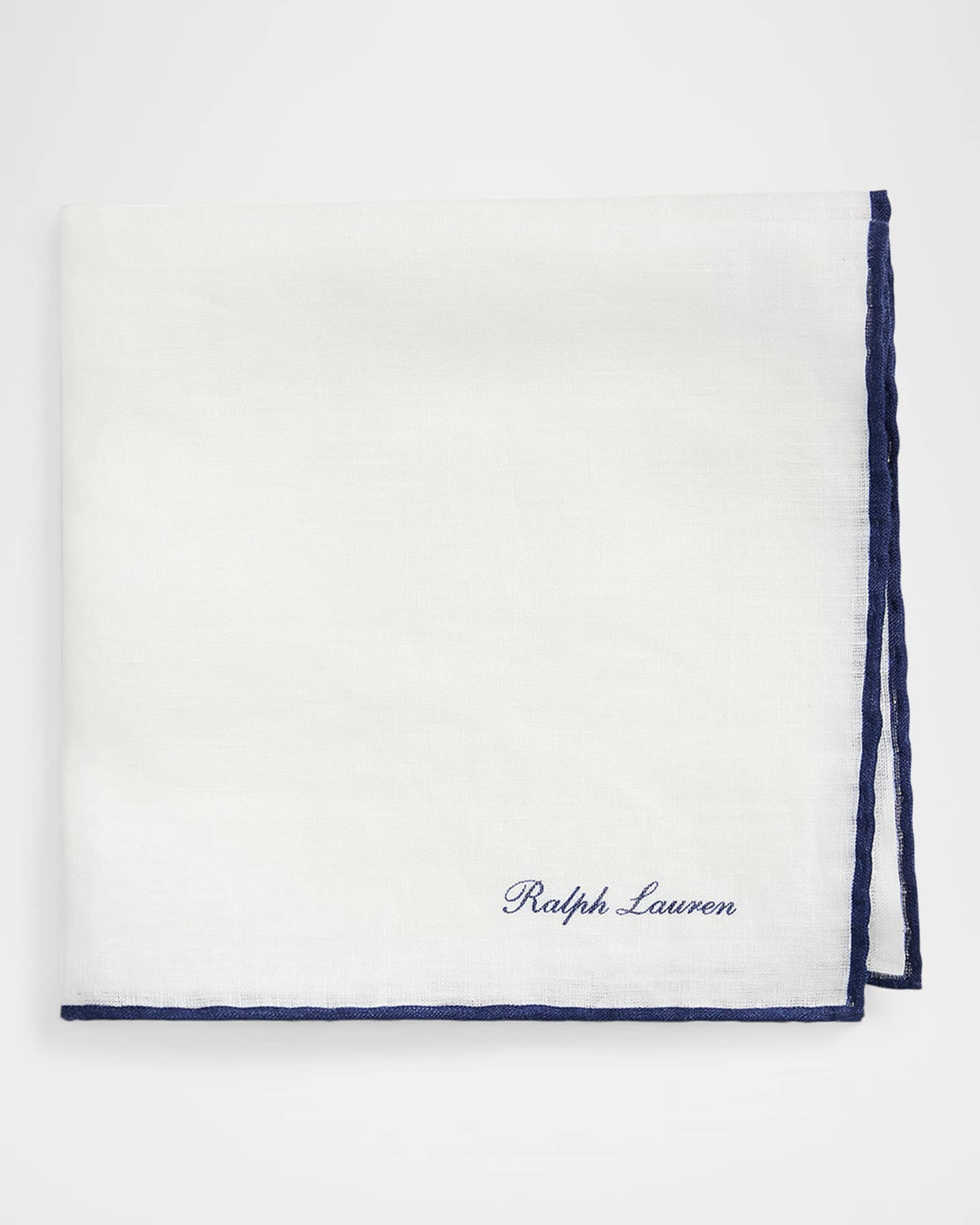 Ralph Lauren Purple Label Tipped Linen Pocket Square | Neiman Marcus