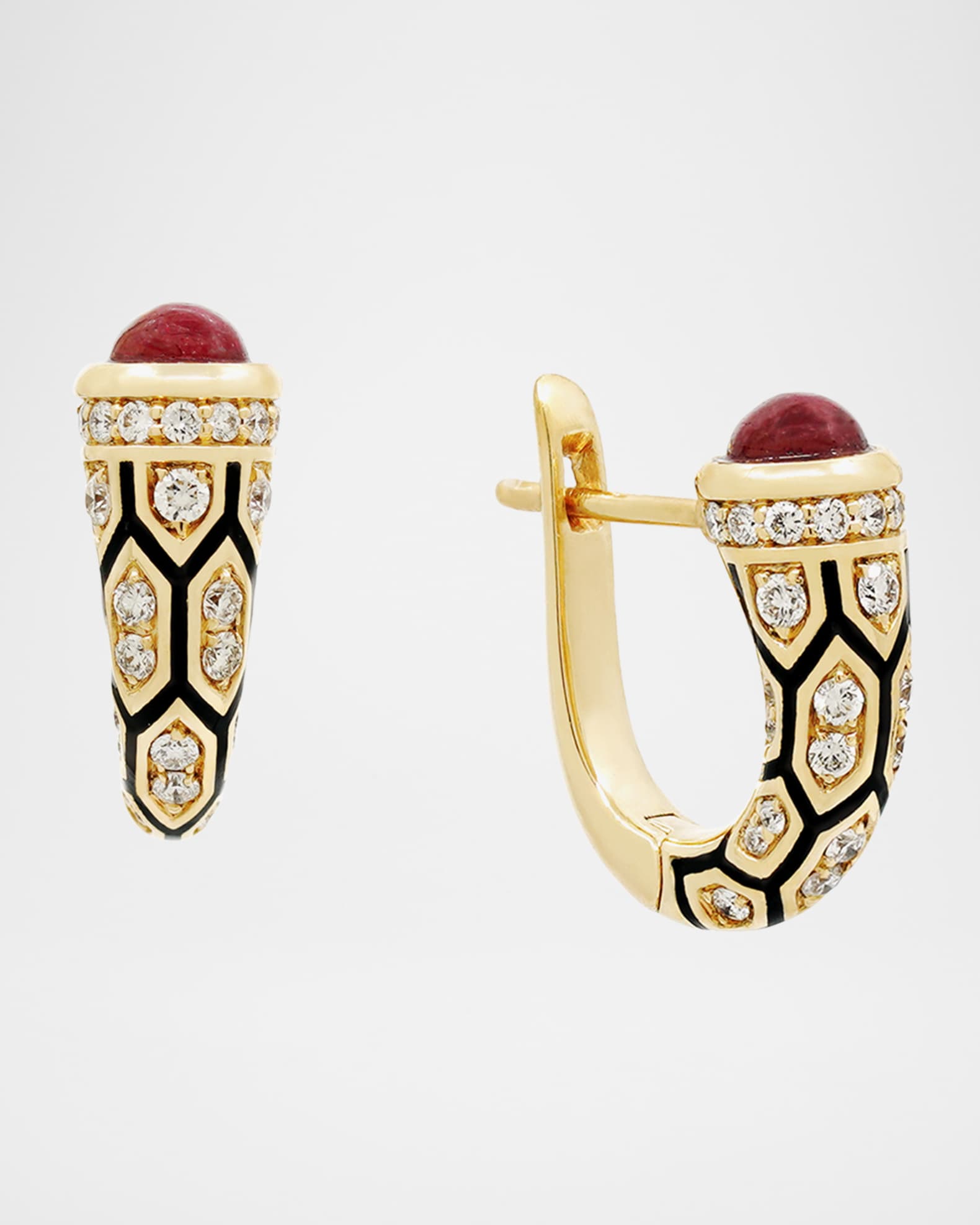 Al Zain Jewelry 18K Yellow Gold Mushabbak Diamond and Ruby Earrings ...