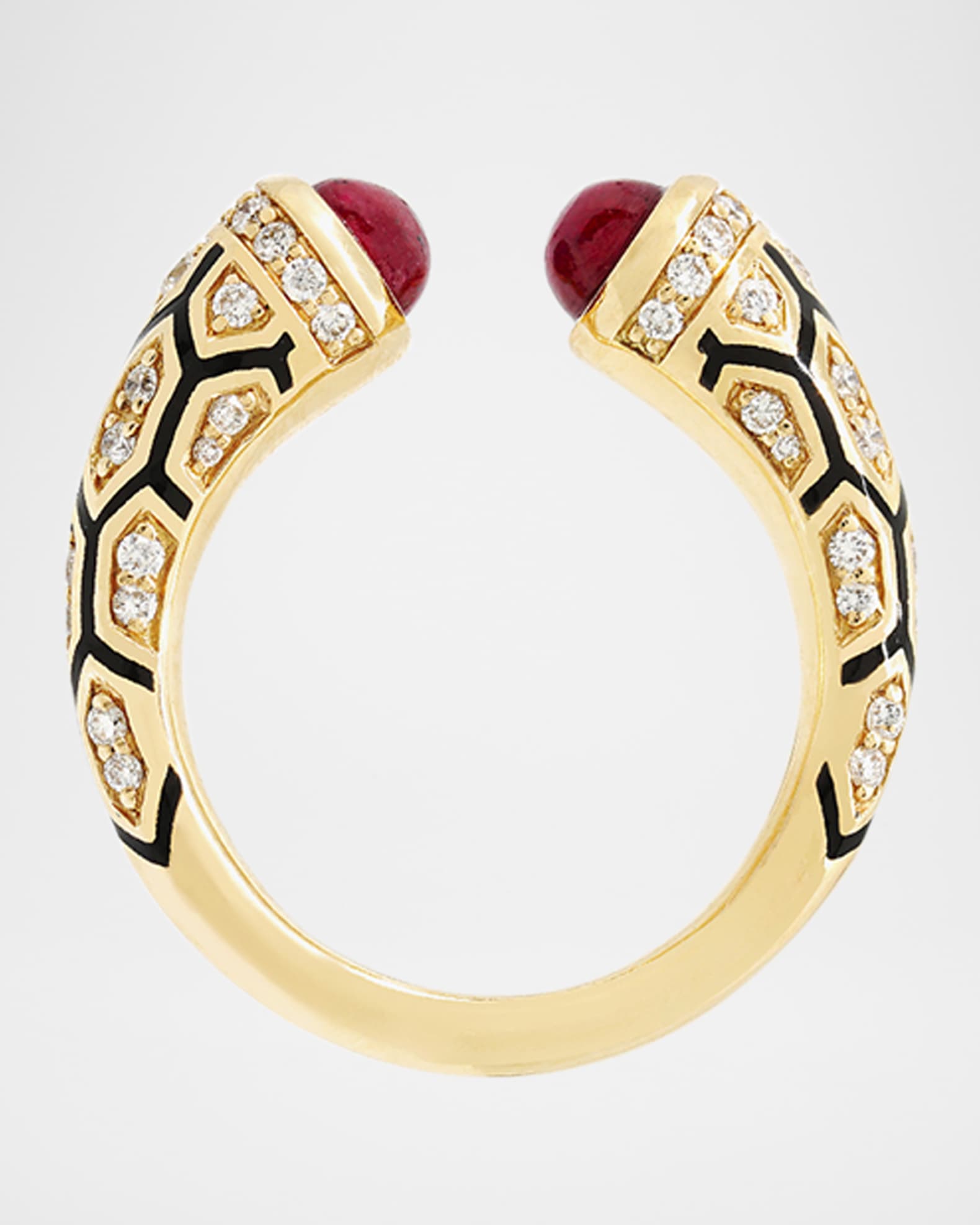 Al Zain Jewelry 18K Yellow Gold Mushabbak Ring with Diamonds and Rubies ...