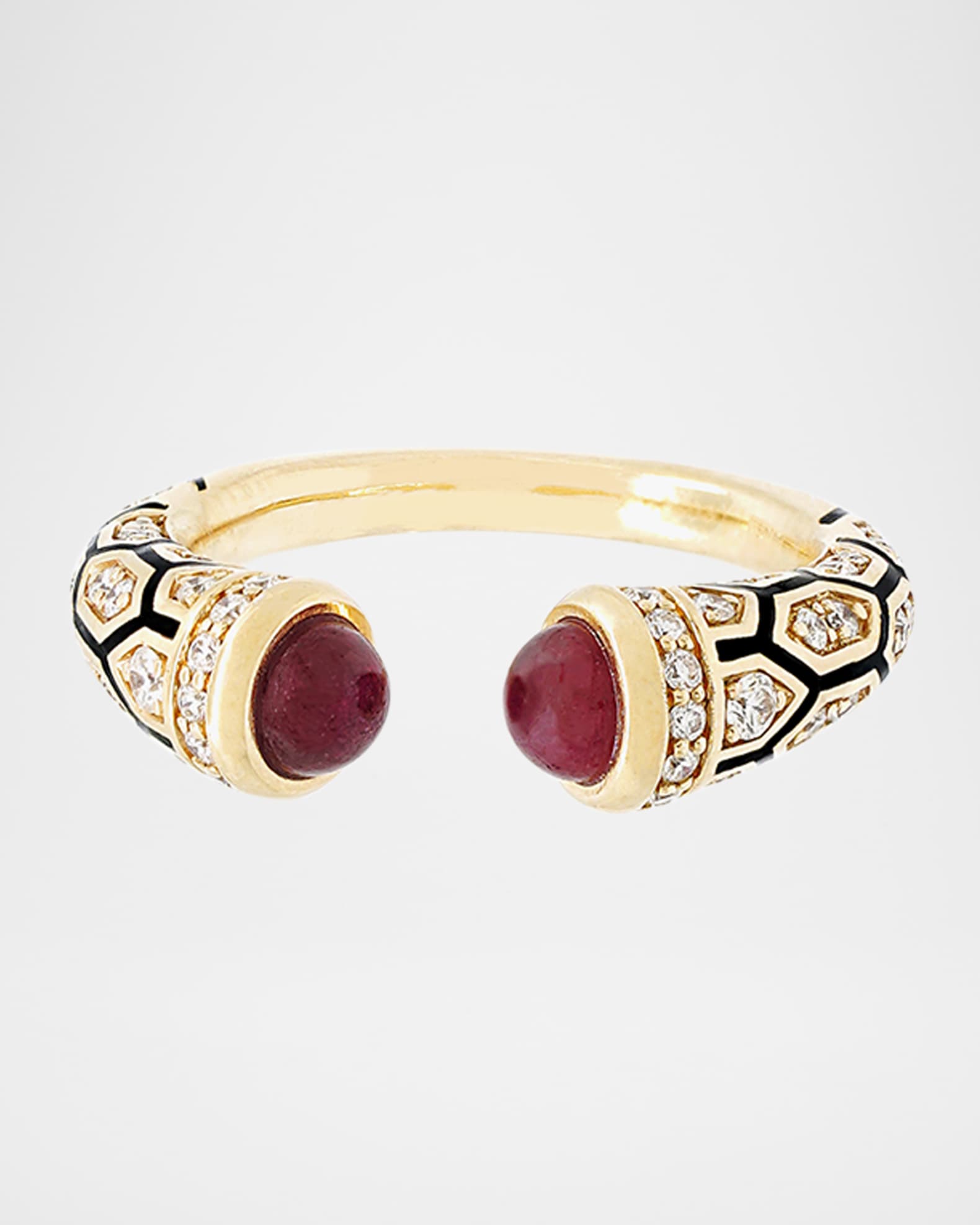 Al Zain Jewelry 18K Yellow Gold Mushabbak Ring with Diamonds and Rubies ...