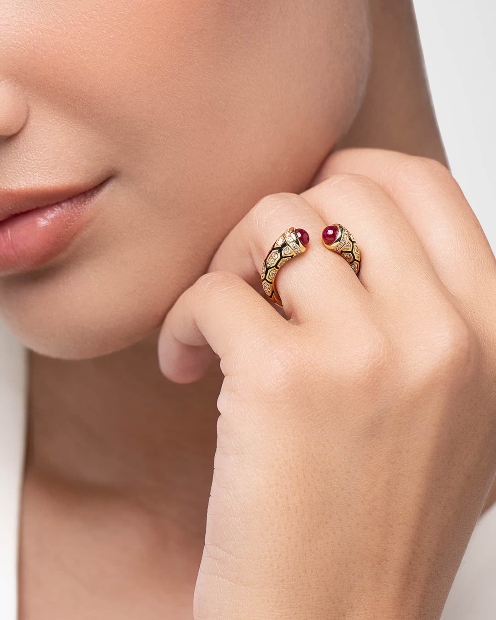Al Zain Jewelry 18K Yellow Gold Mushabbak Ring with Diamonds and Rubies ...