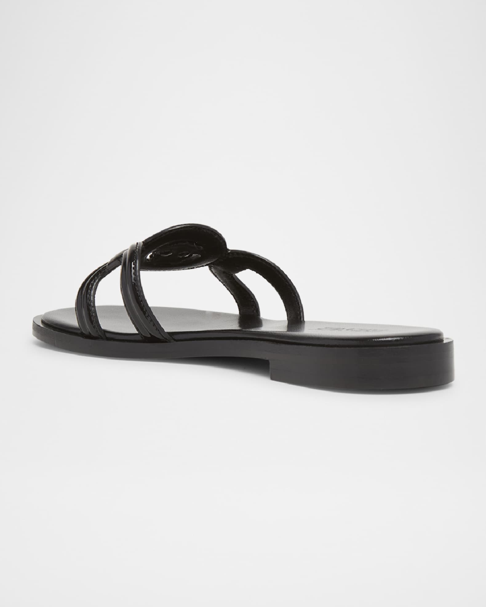 Versace Medusa Leather Flat Slide Sandals | Neiman Marcus